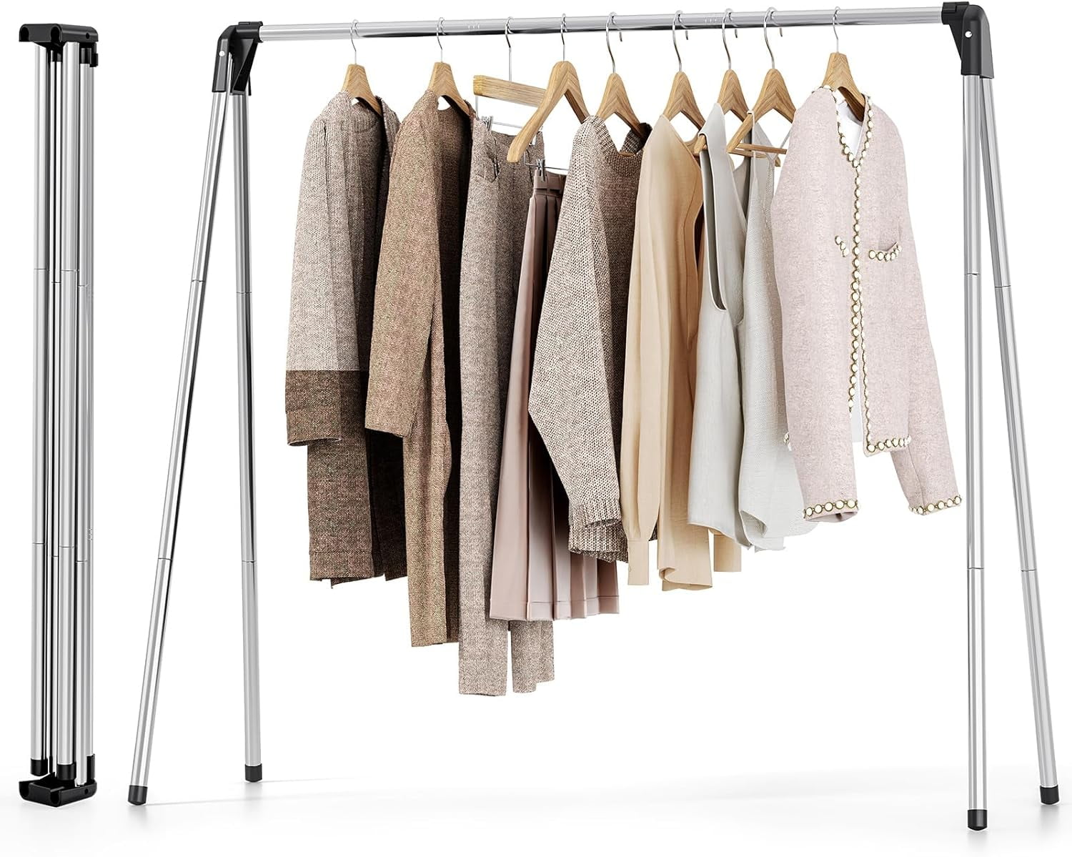Foldable Stainless Steel Free-Standing Clothes Drying Rack Large ...