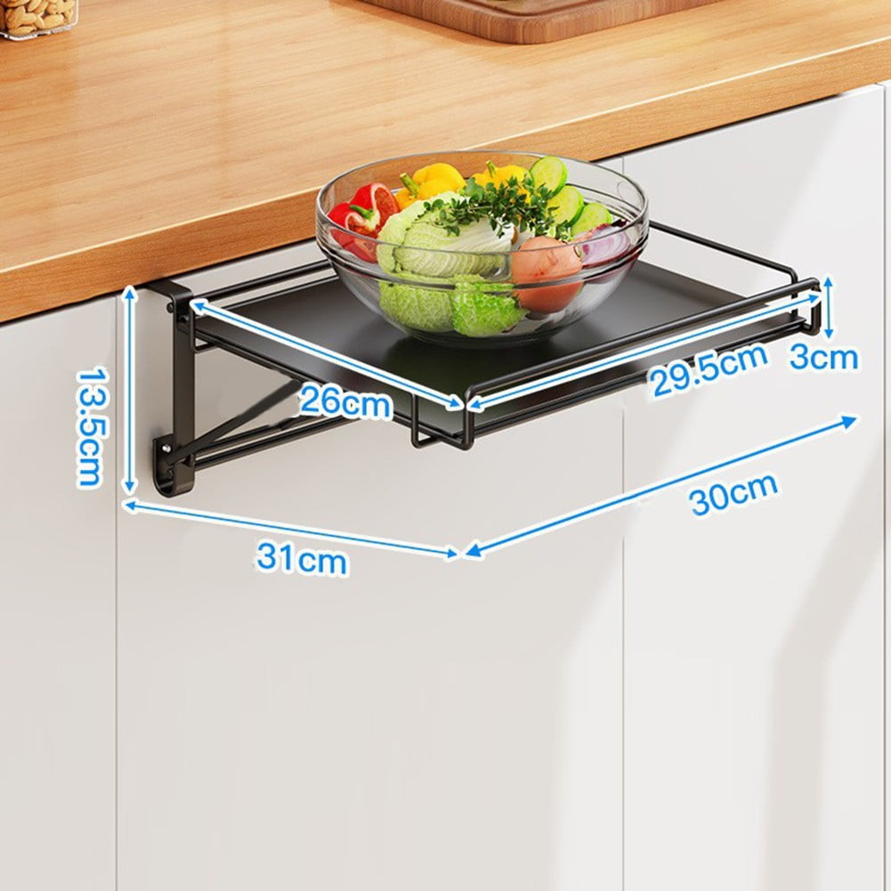 Foldable Stainless Steel Kitchen Organizer: Space-Saving Shelf & Hook ...