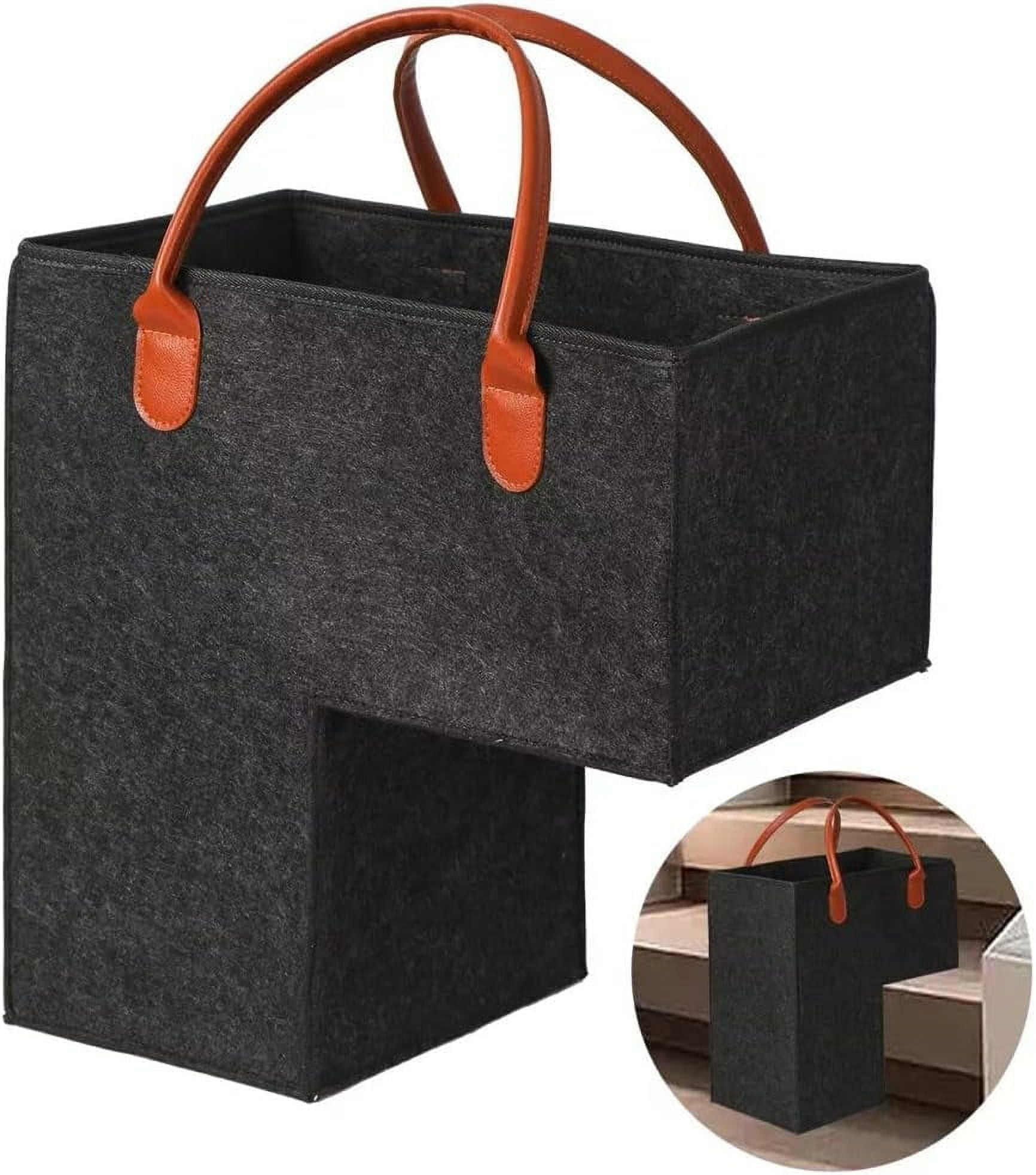 Foldable Stair Step Basket with Leather Handle - Durable for Toys ...