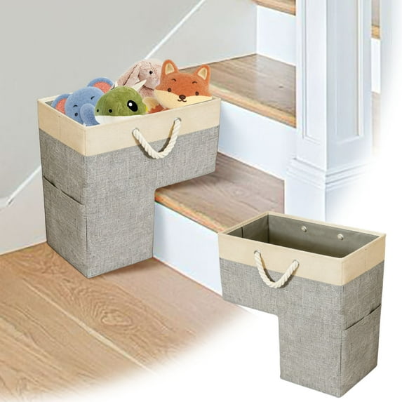Foldable Staircase Baskets,Stair Basket for Wooden and Carpeted Stairs ...