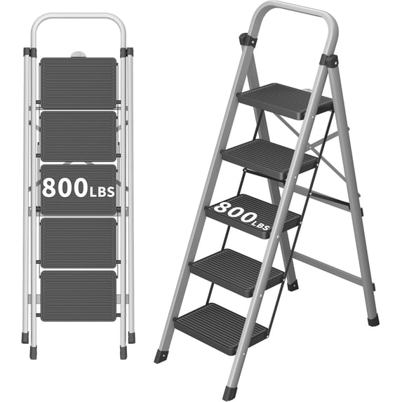 Foldable Step Ladder Stool with Handle -Slip Wide Pedals & Feet ...