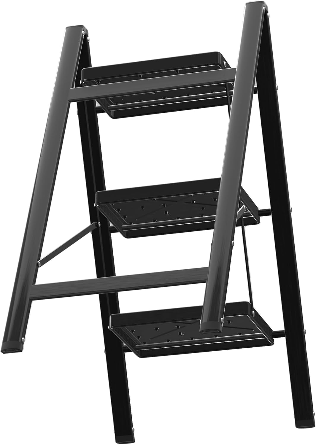 Foldable Step Ladder Stool with Handle -Slip Wide Pedals & Feet ...