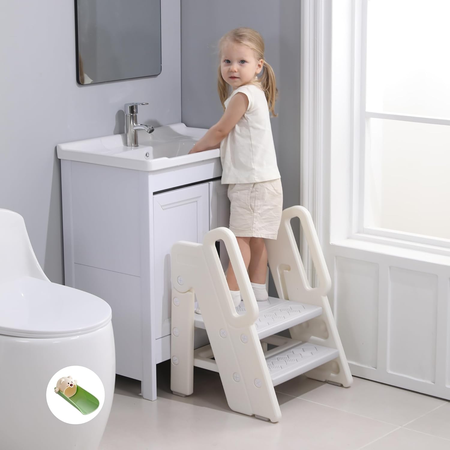 Foldable Step Stool for Kids Adjustable 3 to 2 Stools for Bathroom Sink ...