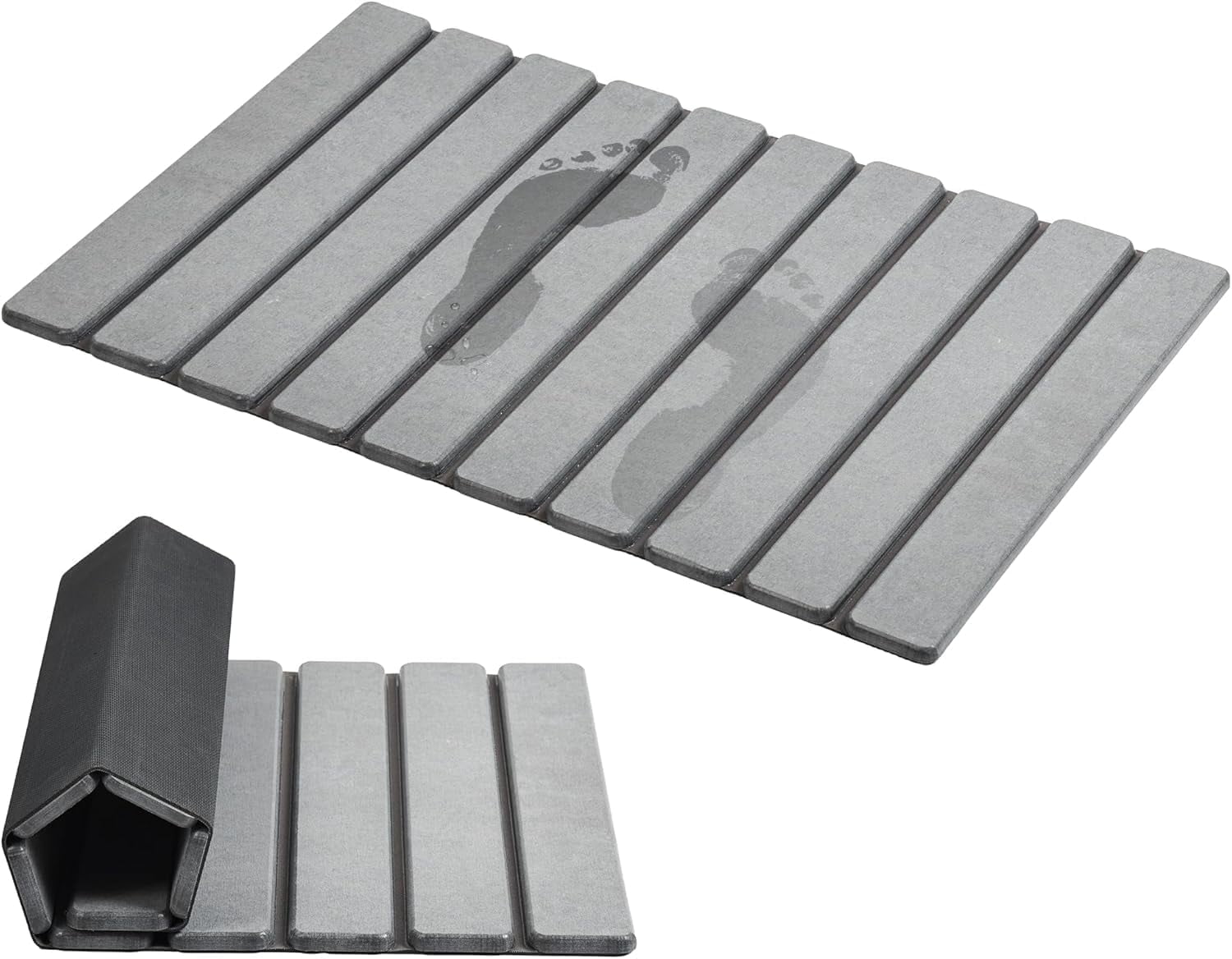 Foldable Stone Bath Mat, Super Absorbent Diatomaceous Earth Mats, Non ...