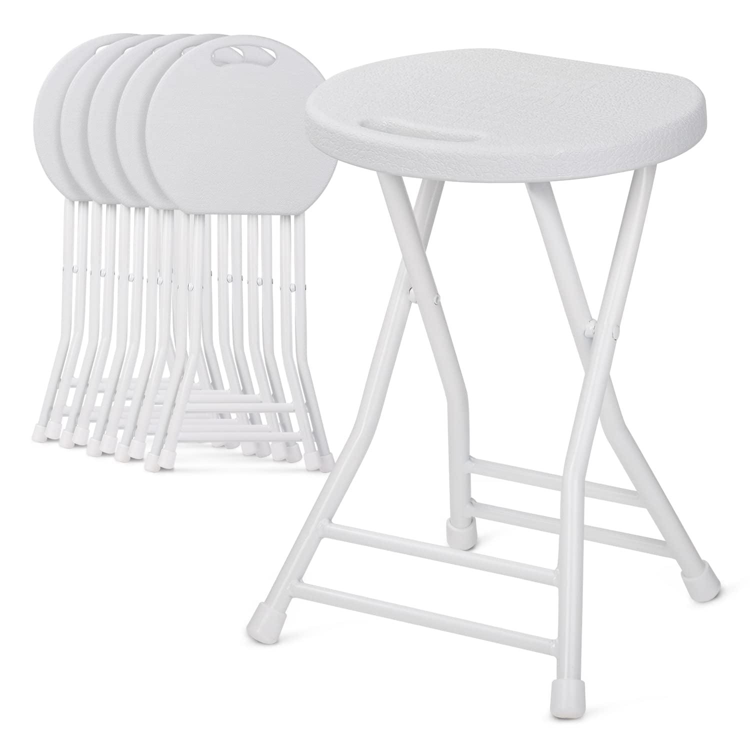 Foldable Stool 6 Pack, Backless Folding Stool with Handle, Indoor ...