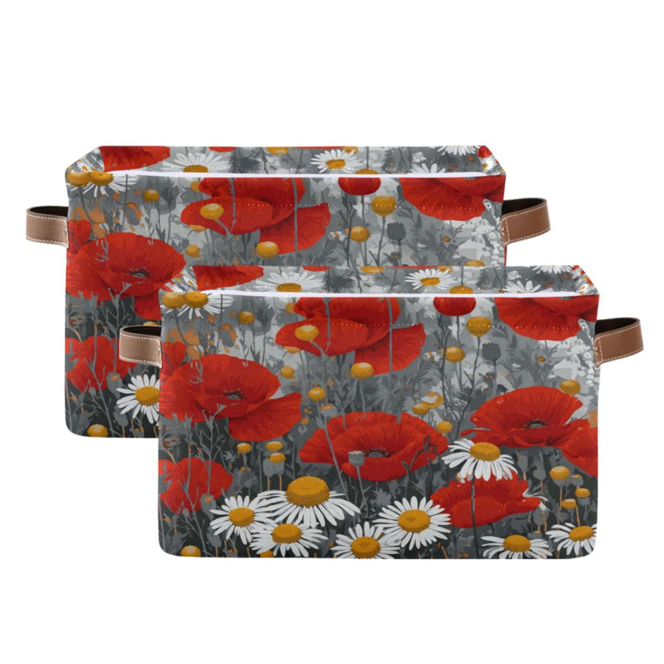Foldable Storage Basket,Canvas Fabric Foldable Storage Bins with ...