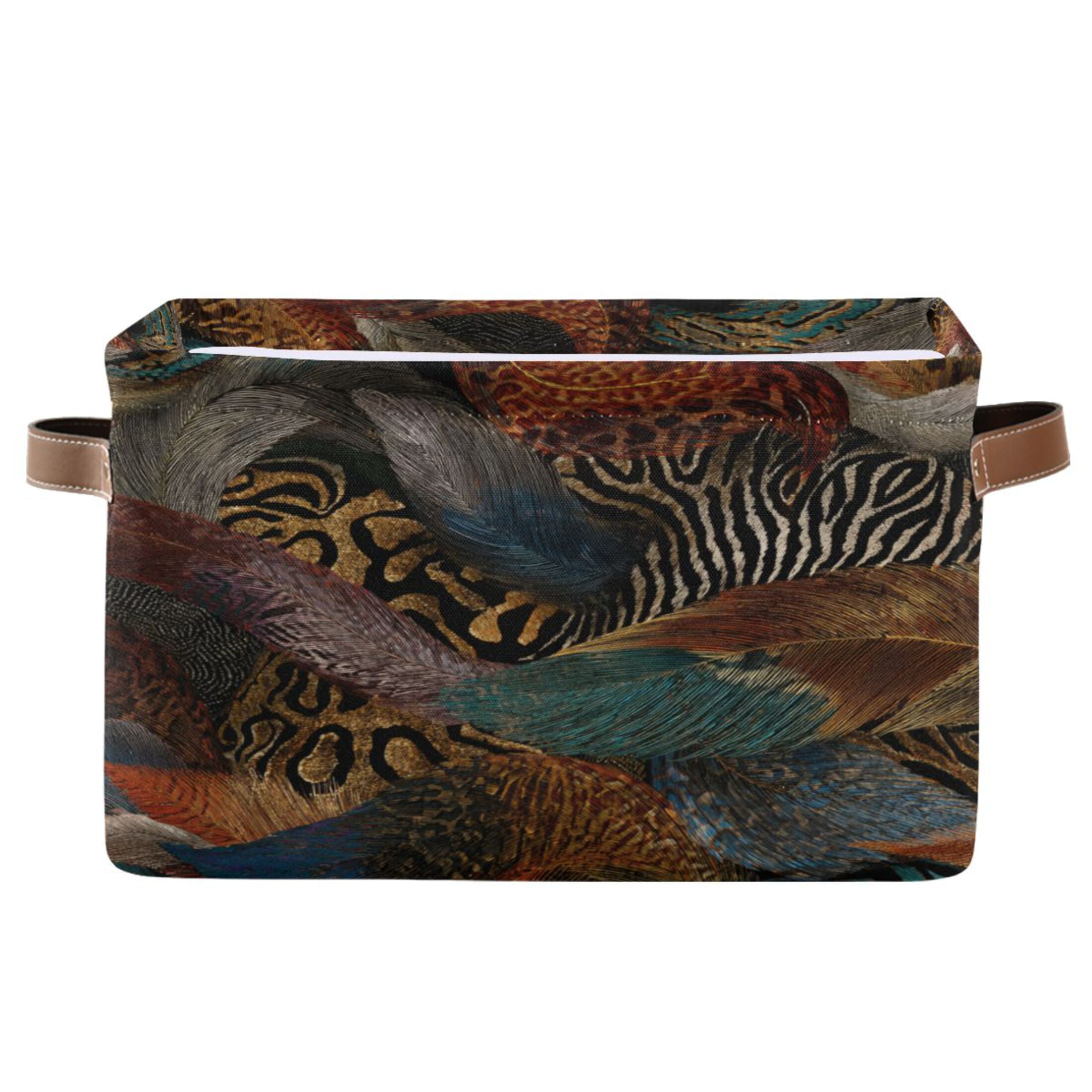 Foldable Storage Basket,Canvas Fabric Foldable Storage Bins with ...