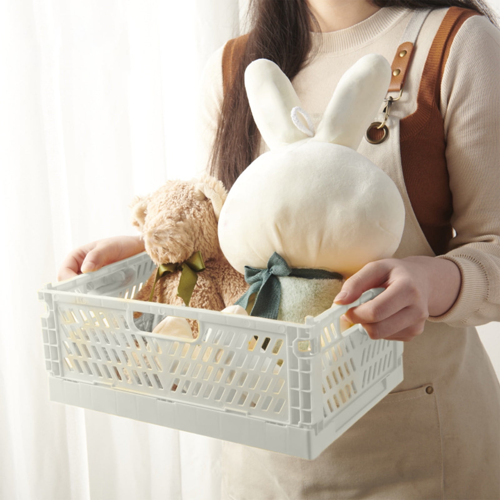 Foldable Storage Basket Plastic Organizer - Space Saving Collapsible ...