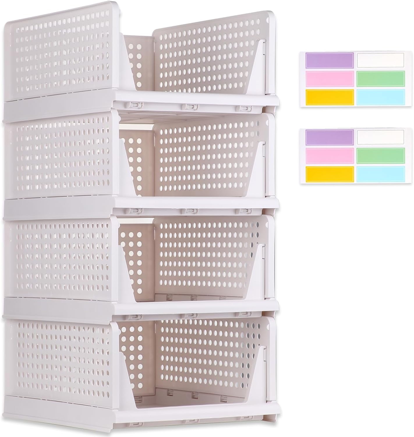 Foldable Storage Basket Stackable Organizer Set of 4 (4L) Plastic cube ...