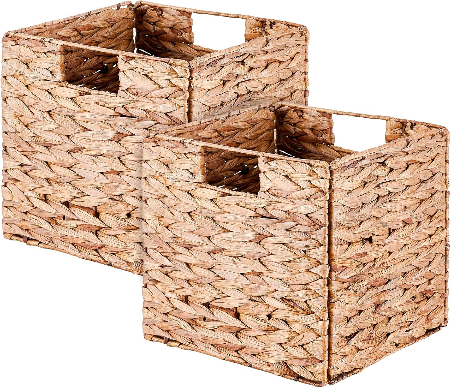 Foldable Storage Baskets Dark Water Hyacinth Storage Baskets for ...