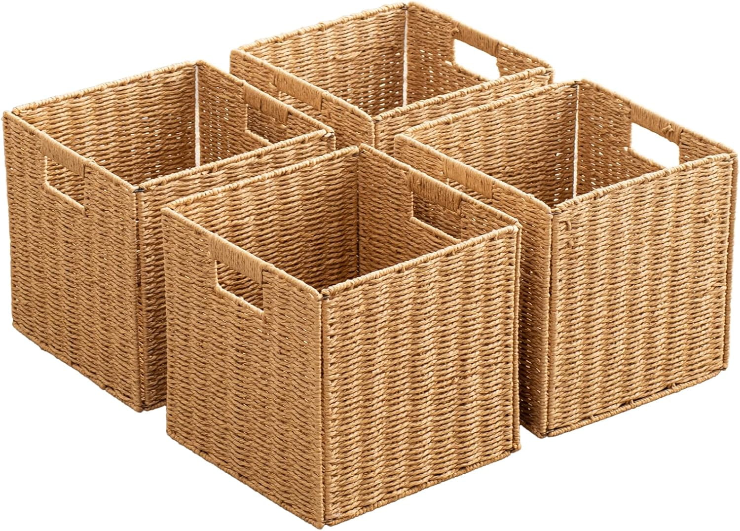 Foldable Storage Baskets with Handles Paper Rope Storage Baskets ...