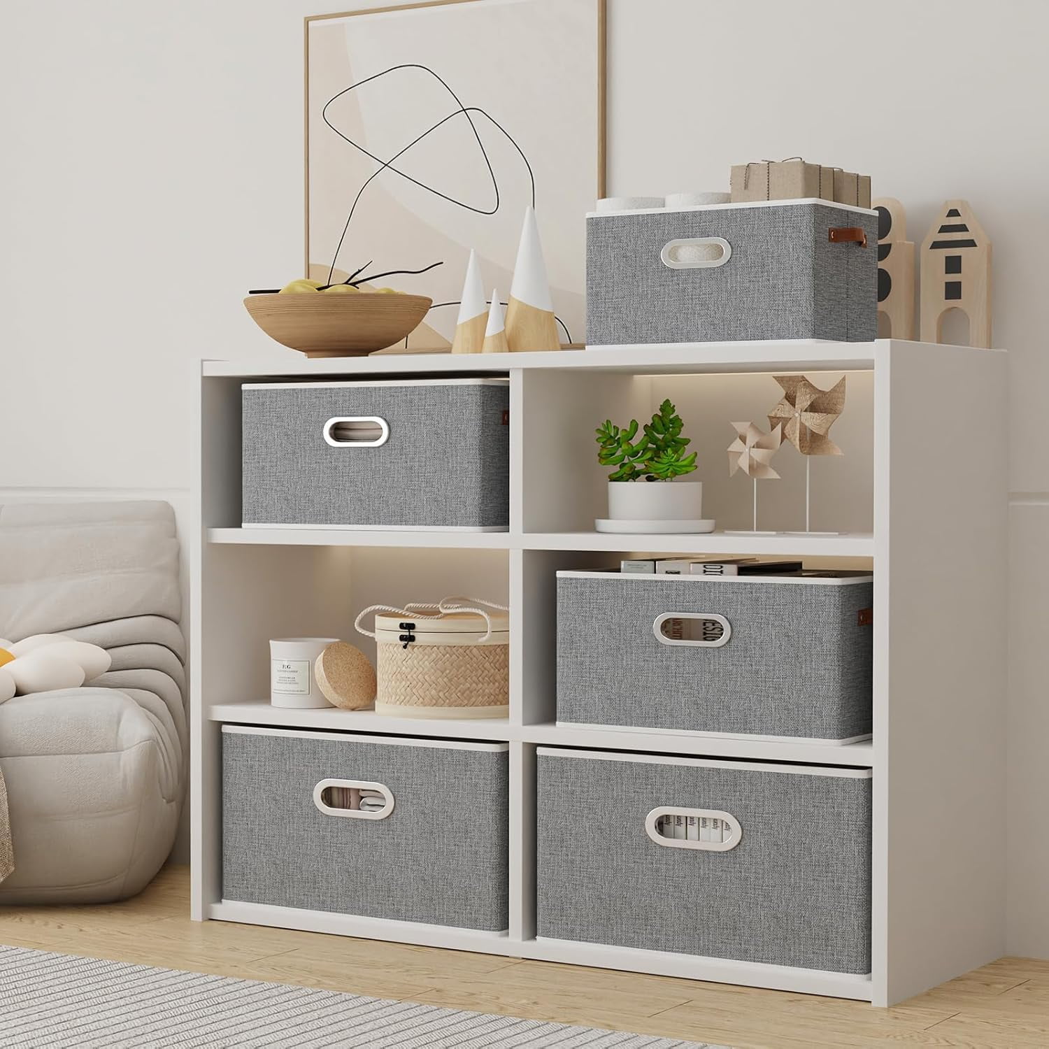 Foldable Storage Baskets for Shelves Fabric Closet Organizers Bins with ...