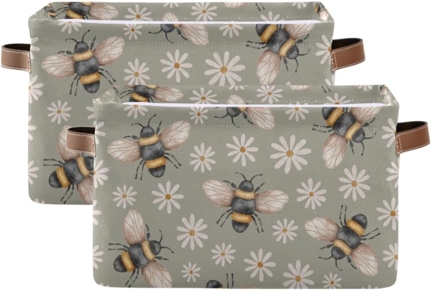 Foldable Storage Bin Bees Chamomile Flowers Fabric Storage Baskets ...