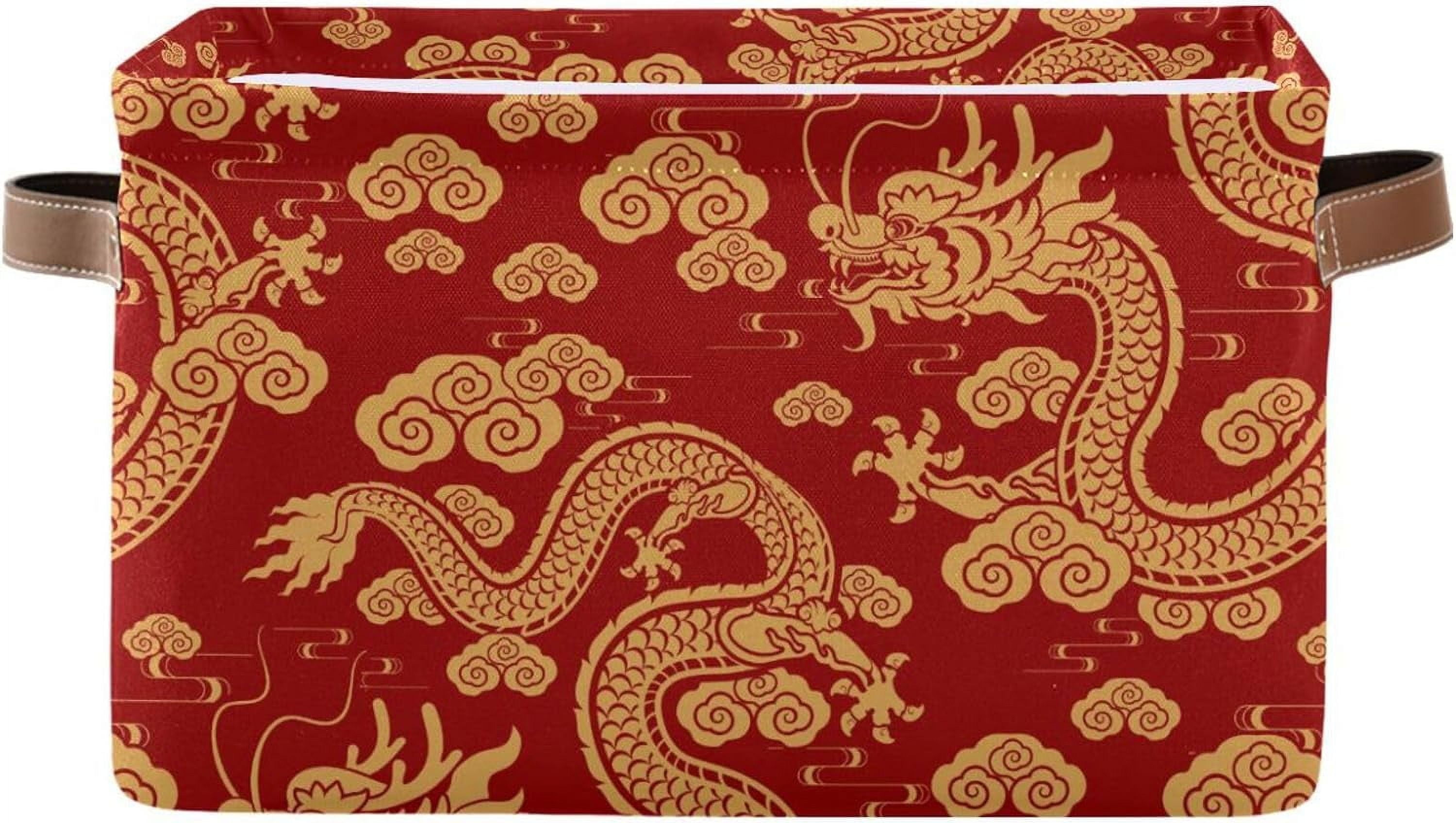 Foldable Storage Bin Dragon Fabric Storage Baskets Collapsible Shelf ...