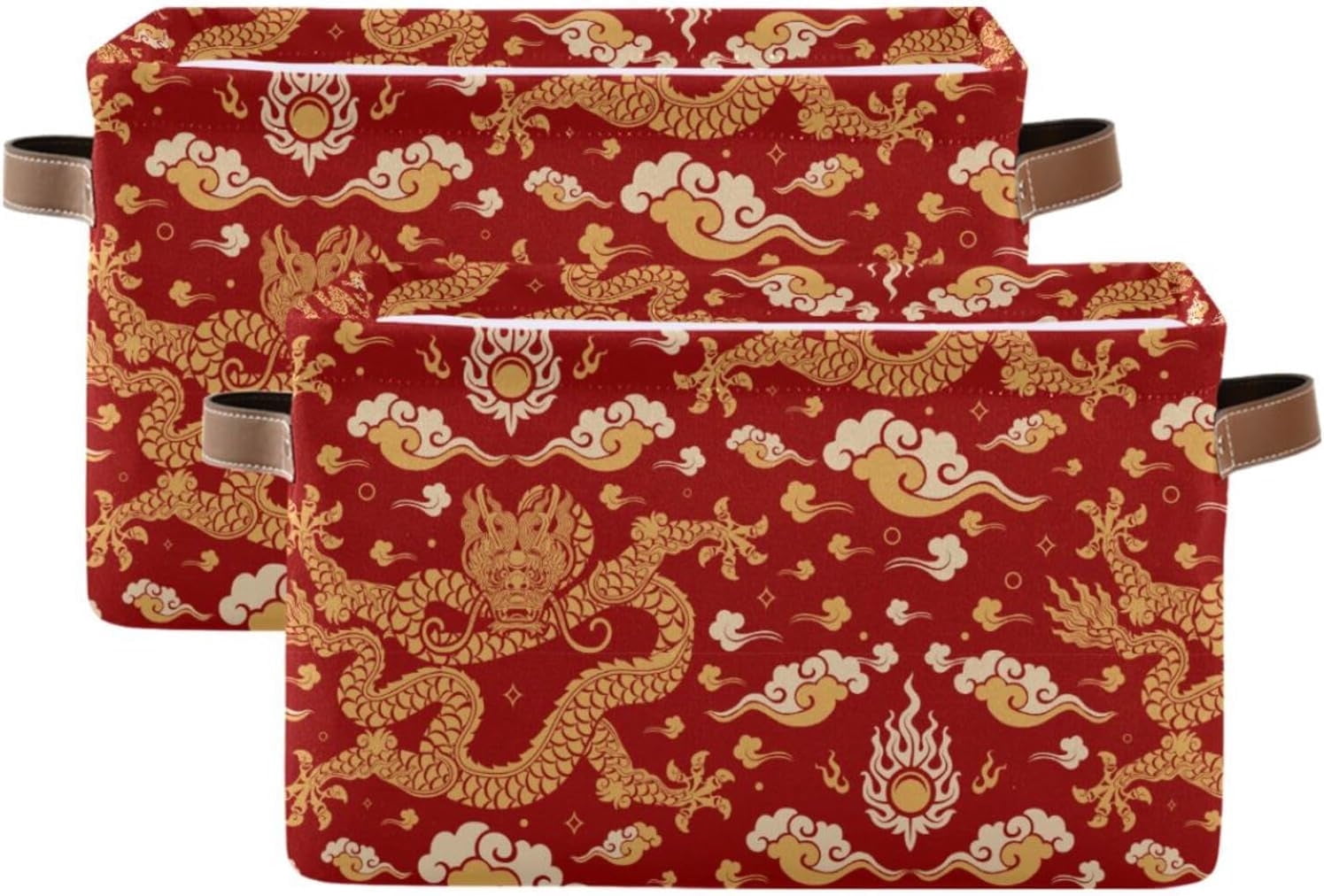 Foldable Storage Bin Dragon Red Fabric Storage Baskets Collapsible ...