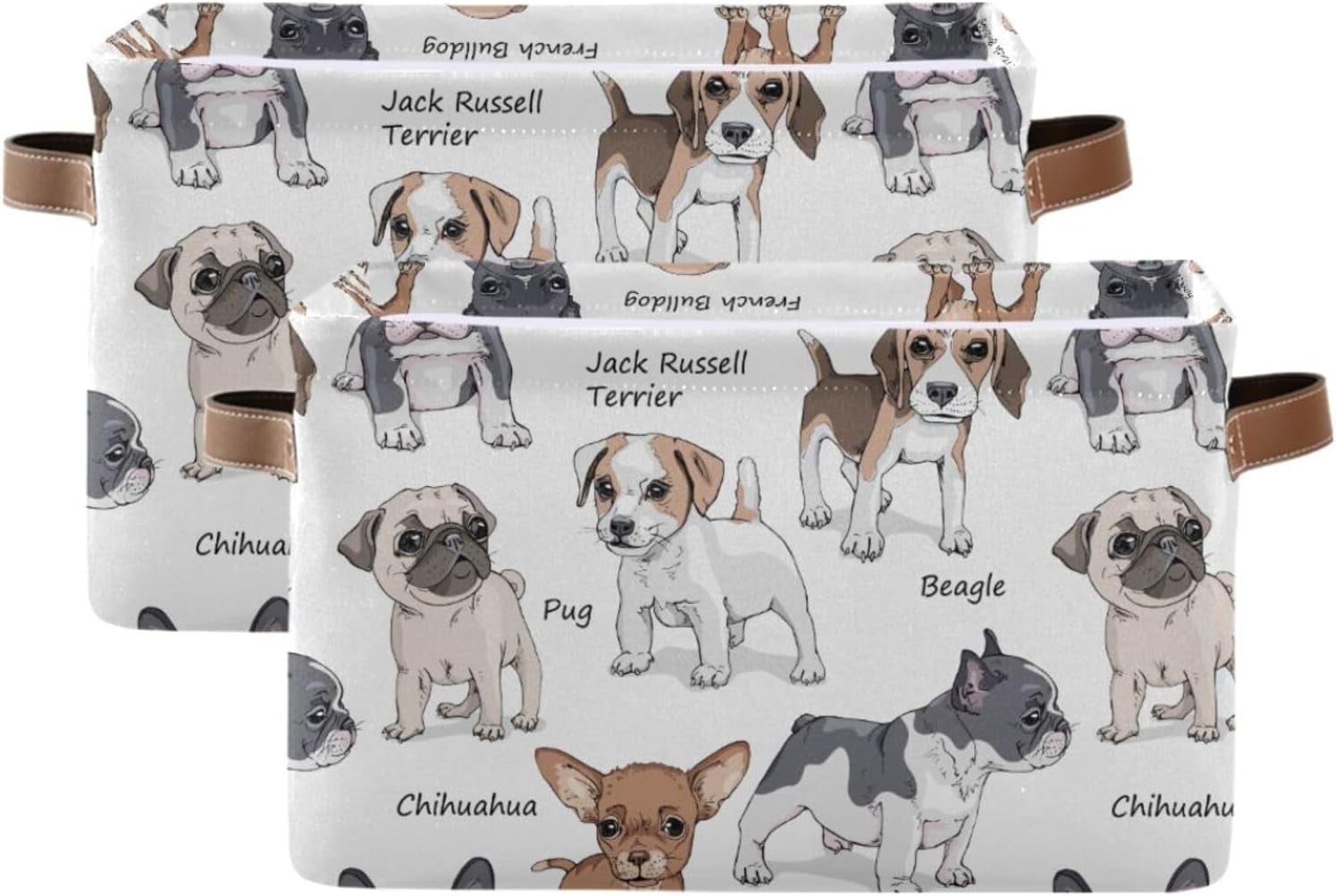 Foldable Storage Bin Funny Cartoon Puppies Fabric Storage Baskets ...