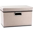 Foldable Storage Bin with Lid [1-Pack] Linen Fabric Decorative Storage ...