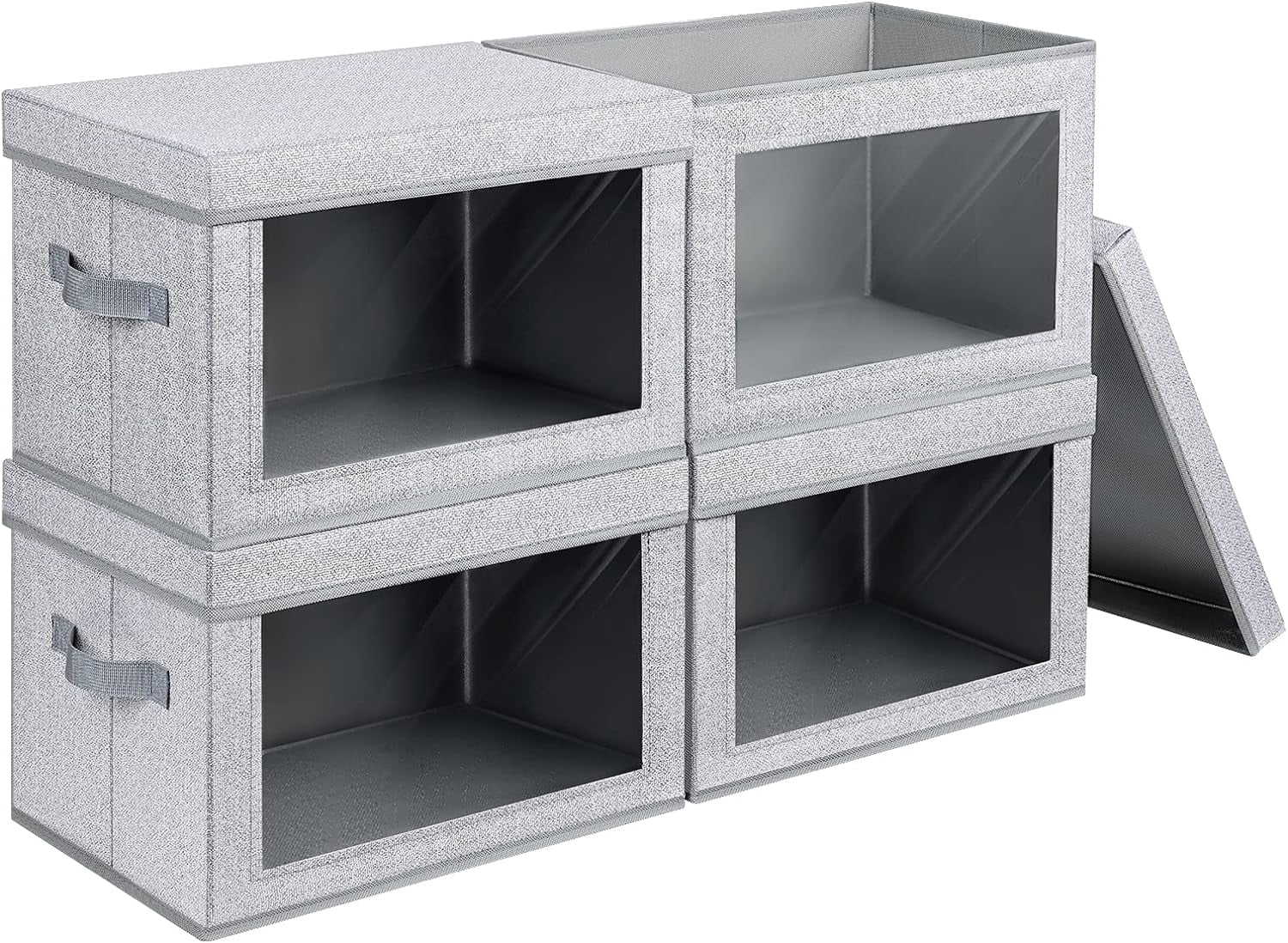 Foldable Storage Bin with Lid - Closet Storage Organizer with Window ...