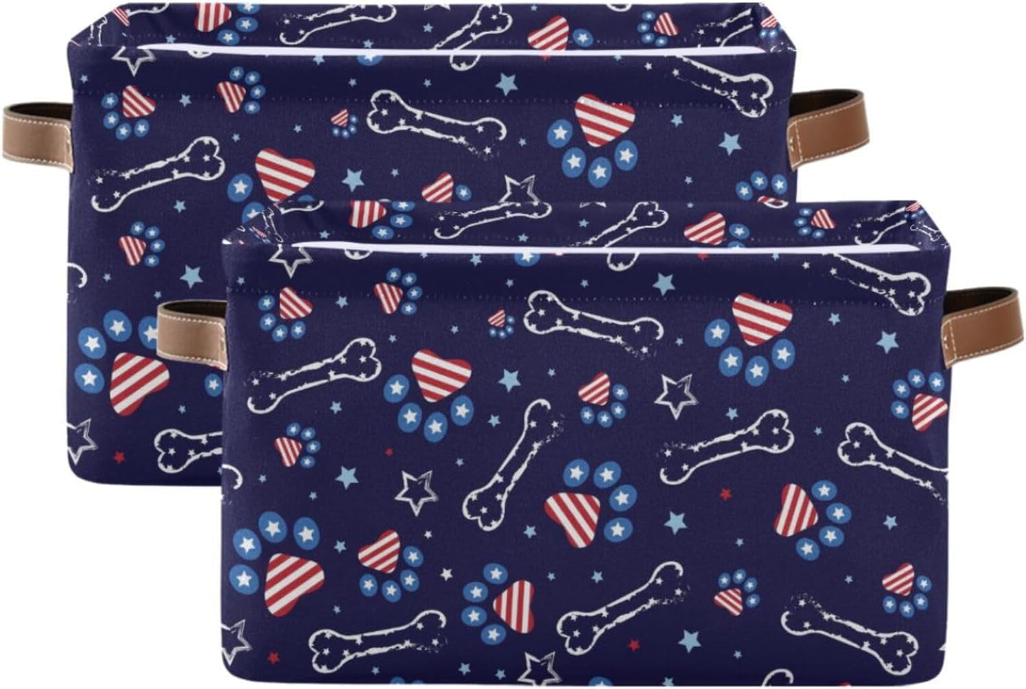 Foldable Storage Bin Paw Print Bone Fabric Storage Baskets Collapsible ...