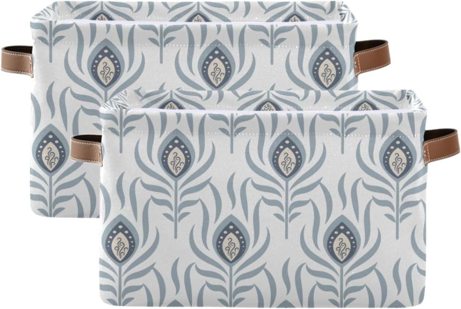 Foldable Storage Bin Peacock Feather Blue Fabric Storage Baskets ...