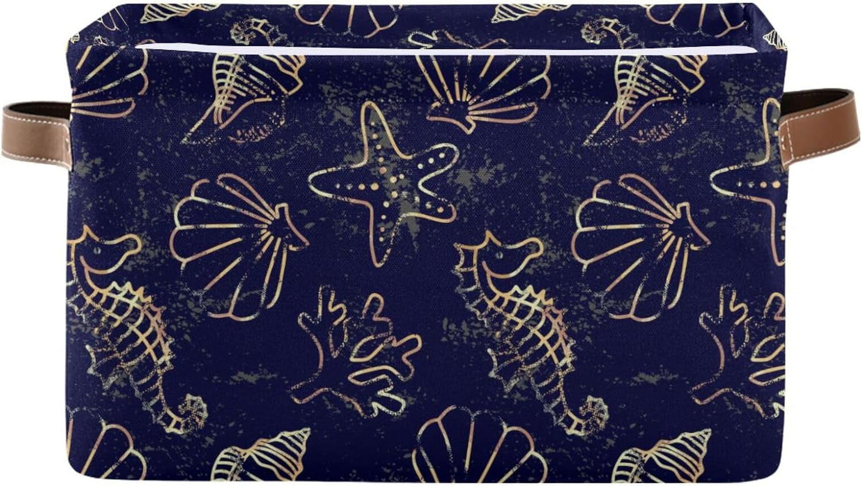 Foldable Storage Bin Seahorse Star Corals Shells Fabric Storage Baskets ...