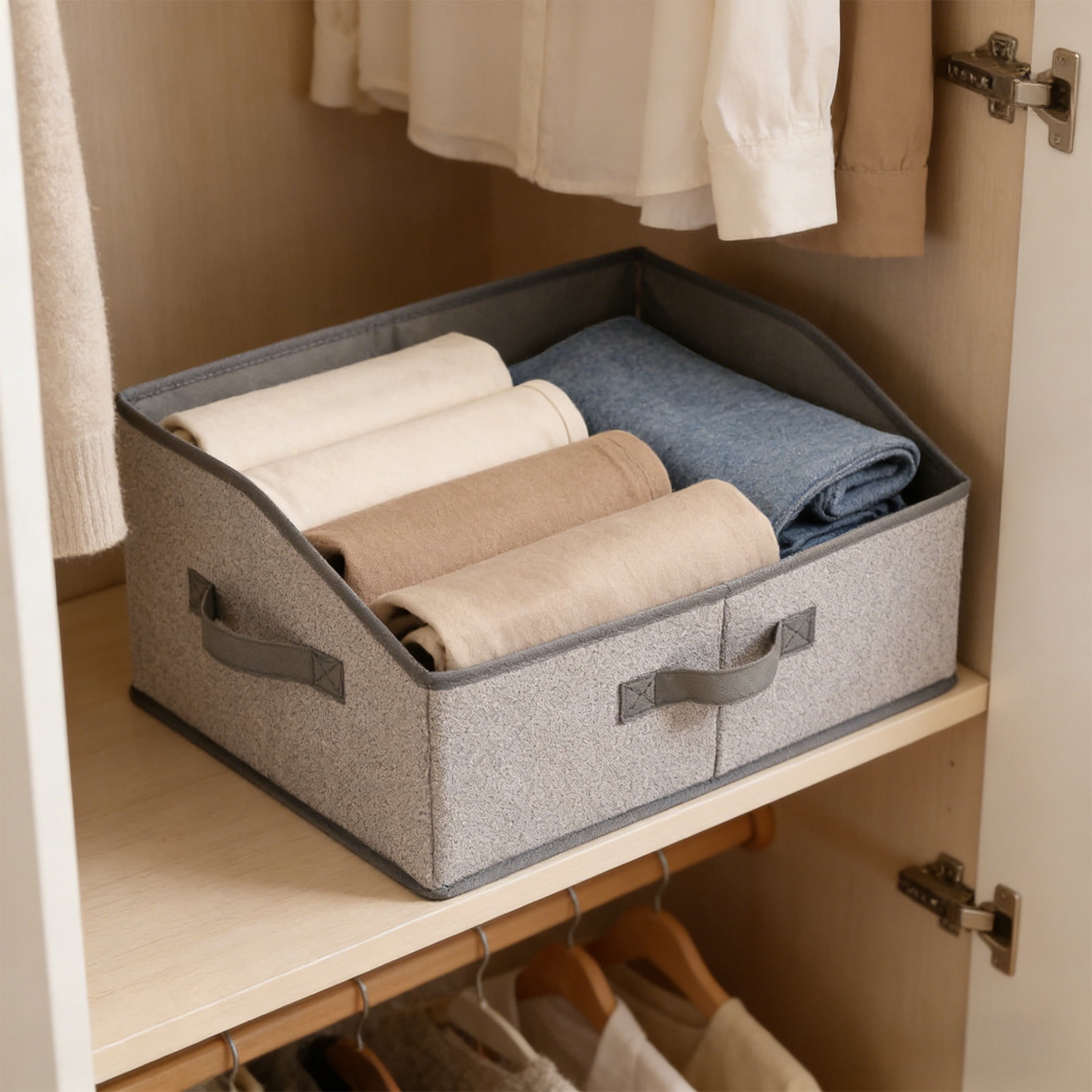 Foldable Storage Bin, Trapezoid Closets Organizer with Wide Front ...