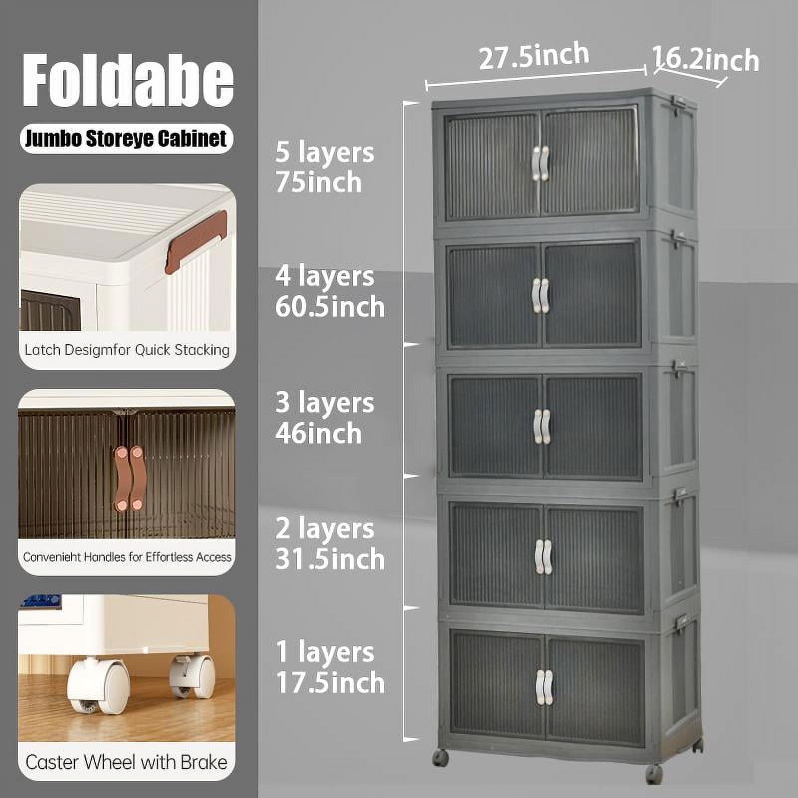 Foldable Storage Bins 128QT with Lid, Magnetic Doors & Lockable Wheels ...