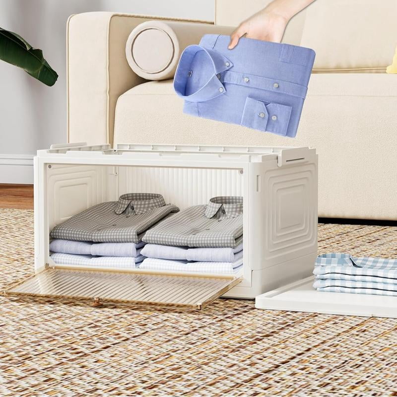 Foldable Storage Bins 98QT with Lid Magnetic Doors & Lockable Wheels ...