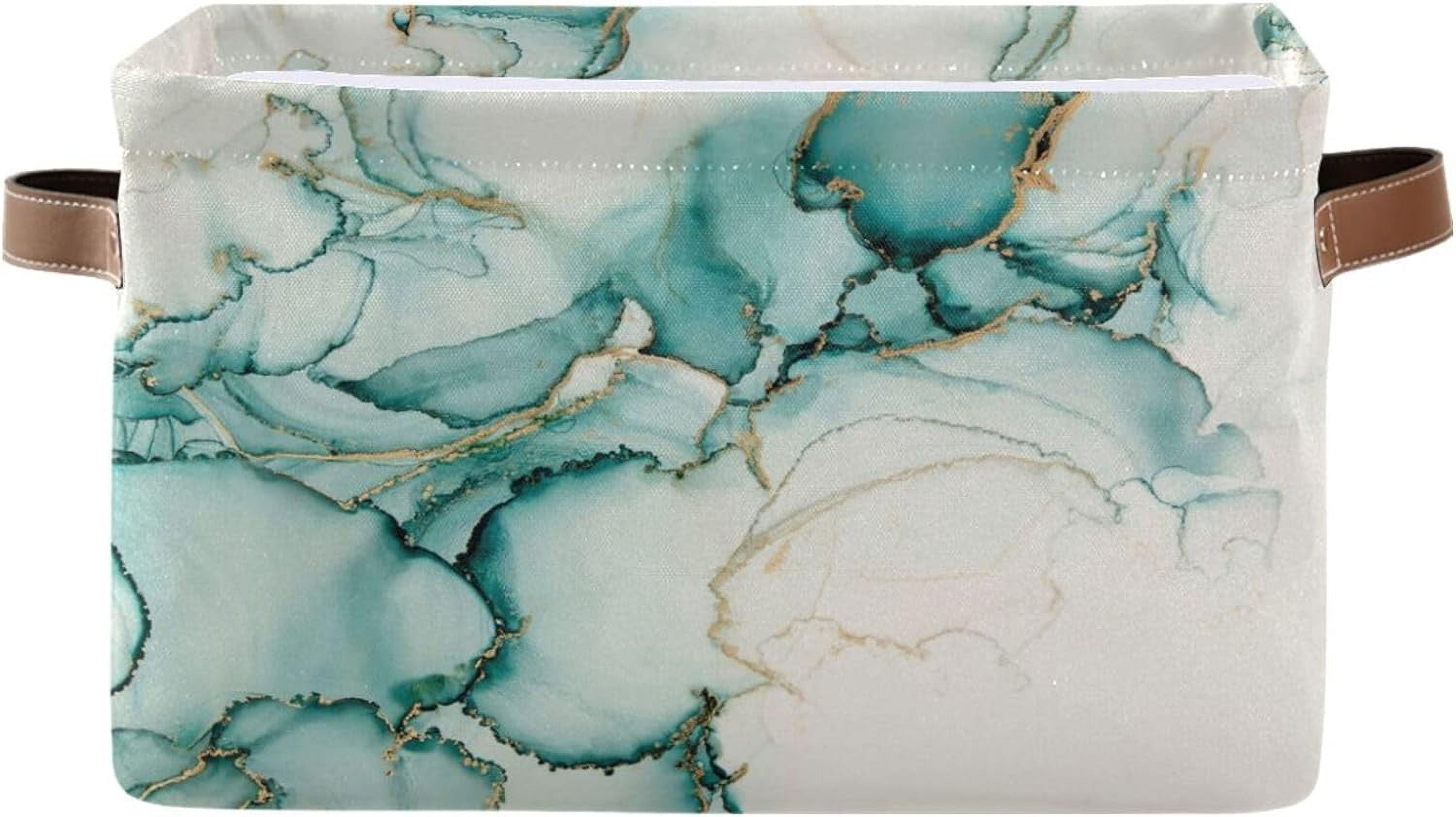 Foldable Storage Bins Abstract Green Marble Fabric Storage Baskets ...