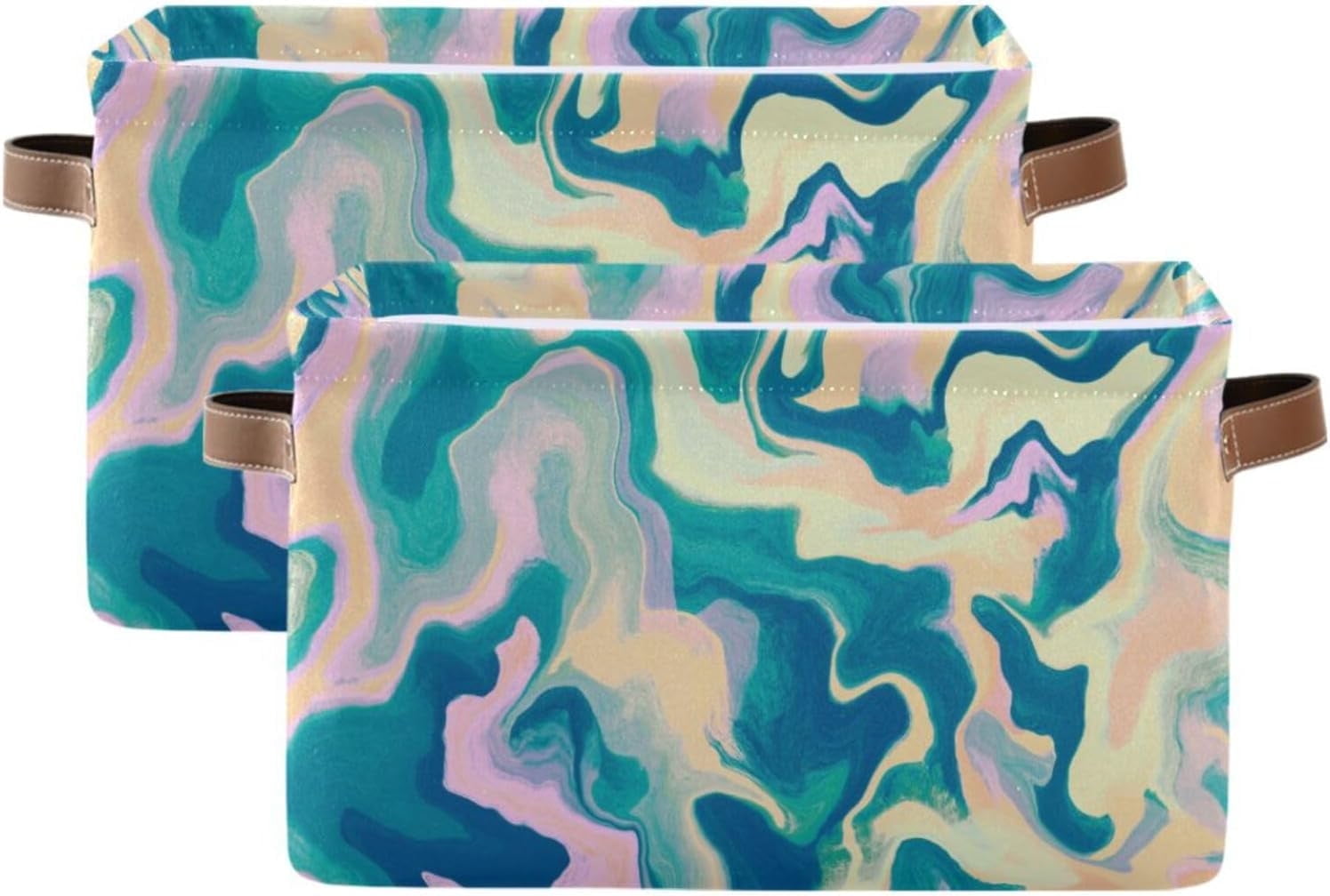 Foldable Storage Bins Abstract Marble Fabric Storage Baskets ...