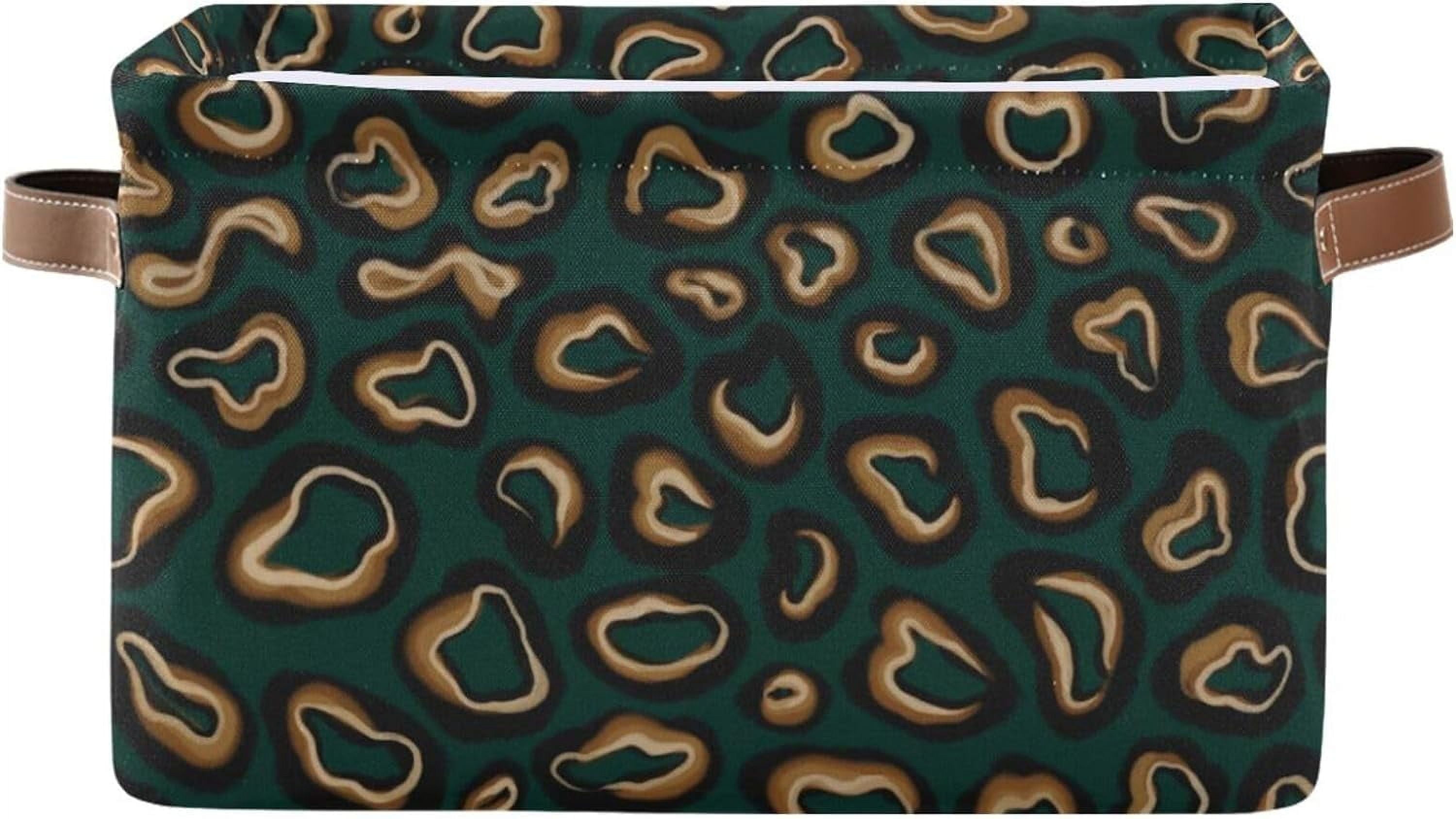 Foldable Storage Bins Animalistic Leopard Fabric Storage Baskets ...