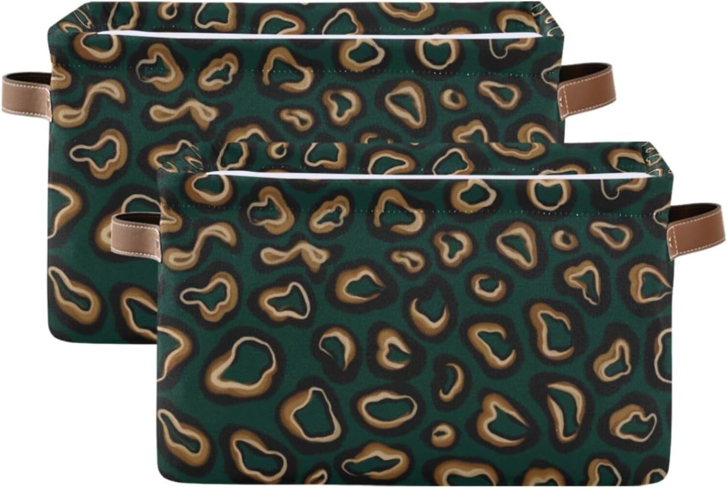 Foldable Storage Bins Animalistic Leopard Fabric Storage Baskets ...