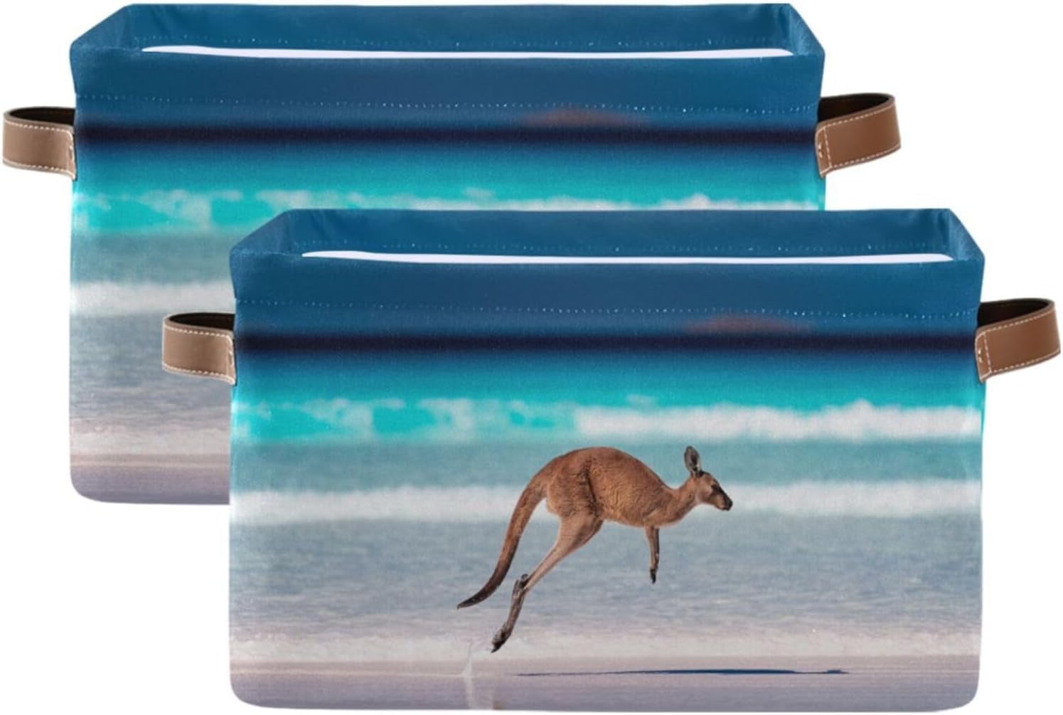 Foldable Storage Bins Beach Cute Kangaroo Fabric Storage Baskets ...