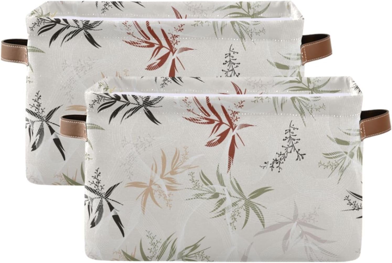 Foldable Storage Bins Colorful Leaves Fabric Storage Baskets ...