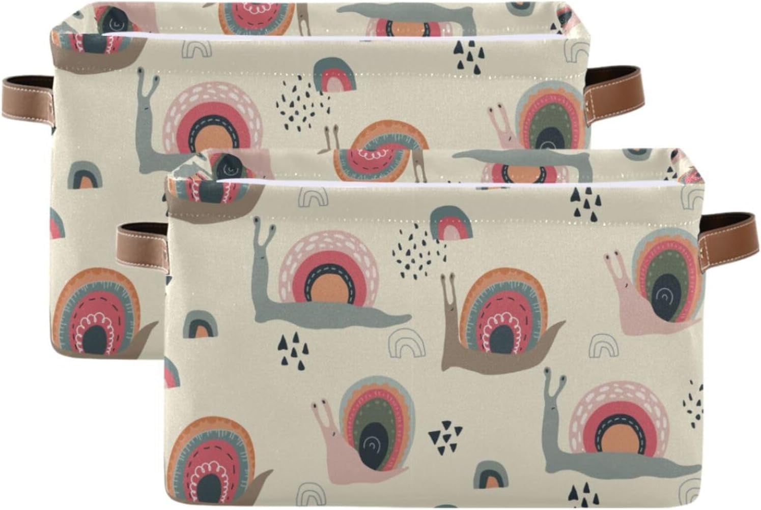Foldable Storage Bins Cute Funny Rainbow Snails Fabric Storage Baskets ...