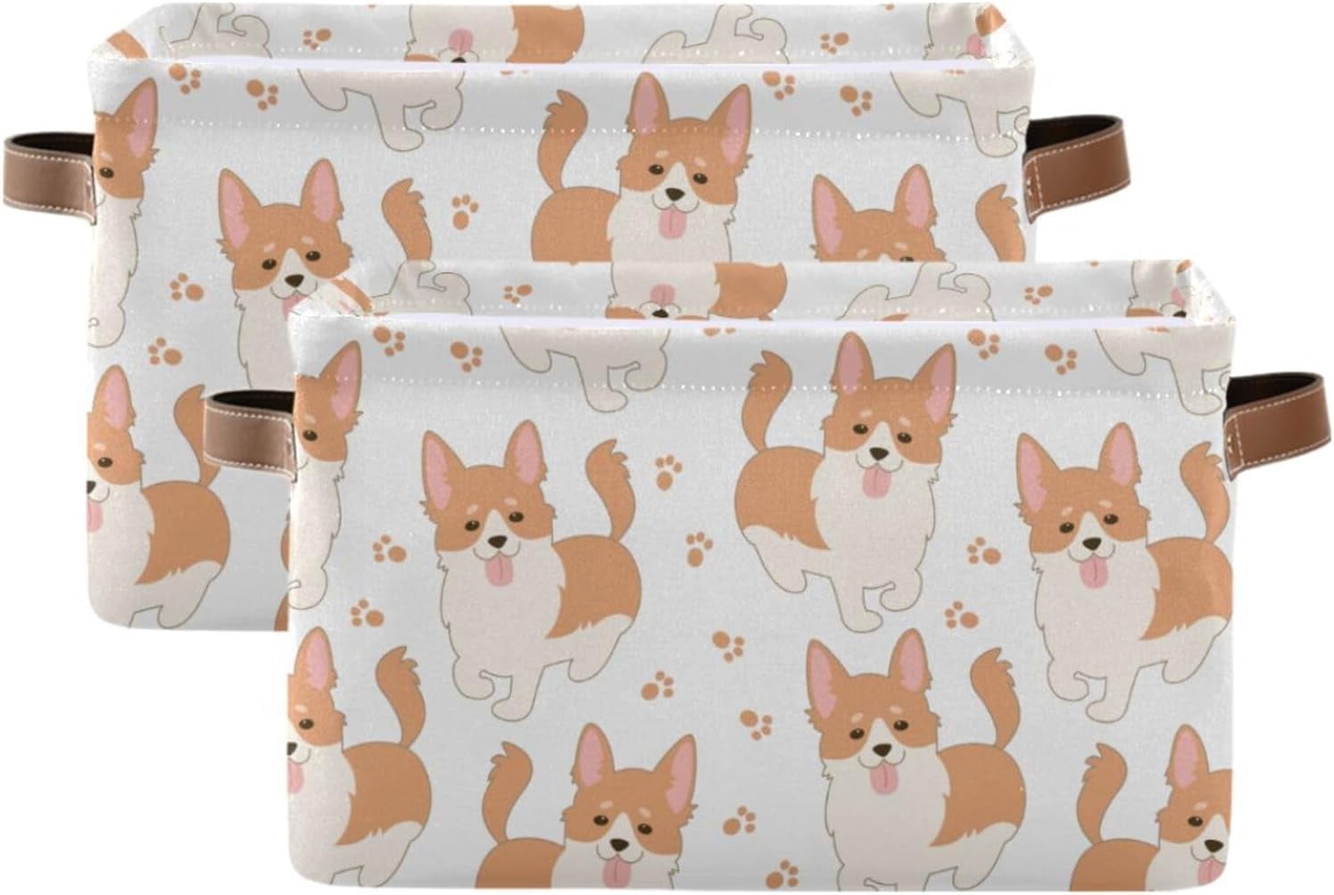 Foldable Storage Bins Cute Welsh Corgi Fabric Storage Baskets ...