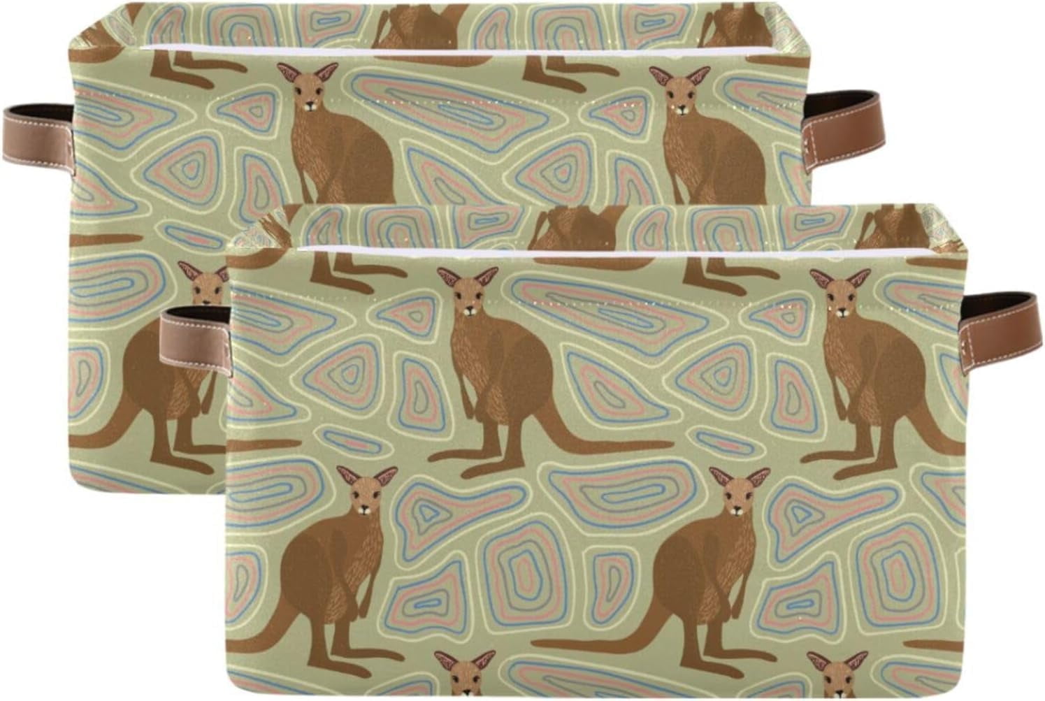 Foldable Storage Bins Ethnic Kangaroo Fabric Storage Baskets ...