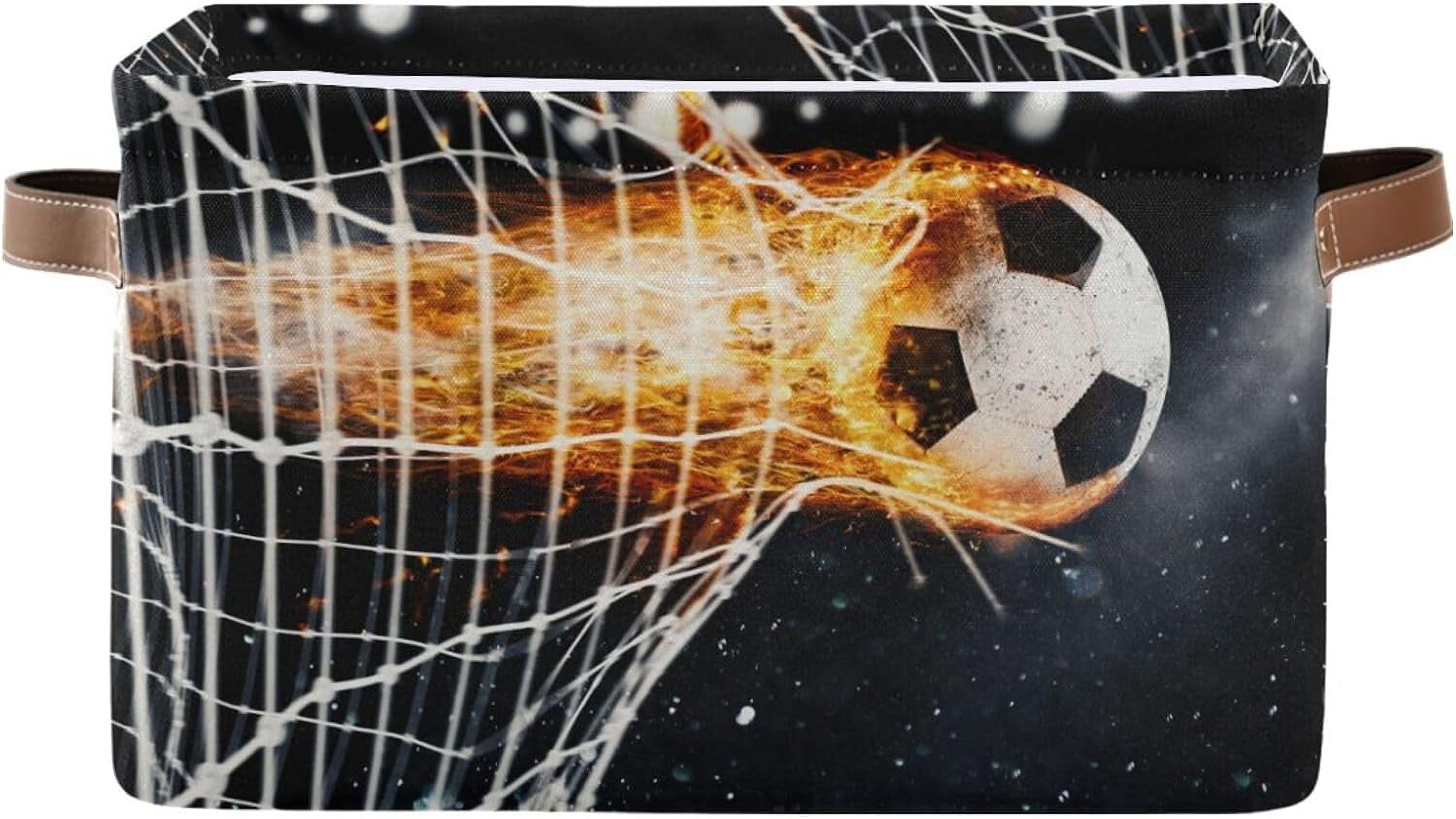 Foldable Storage Bins Fire Football Fabric Storage Baskets Collapsible ...