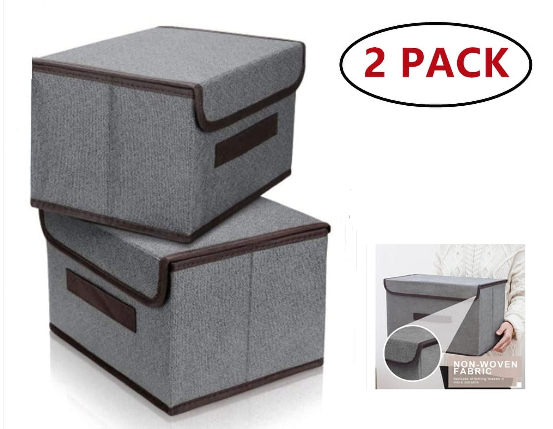 Foldable Storage Bins Gray Storage Boxes with Lids and Handles Storage ...