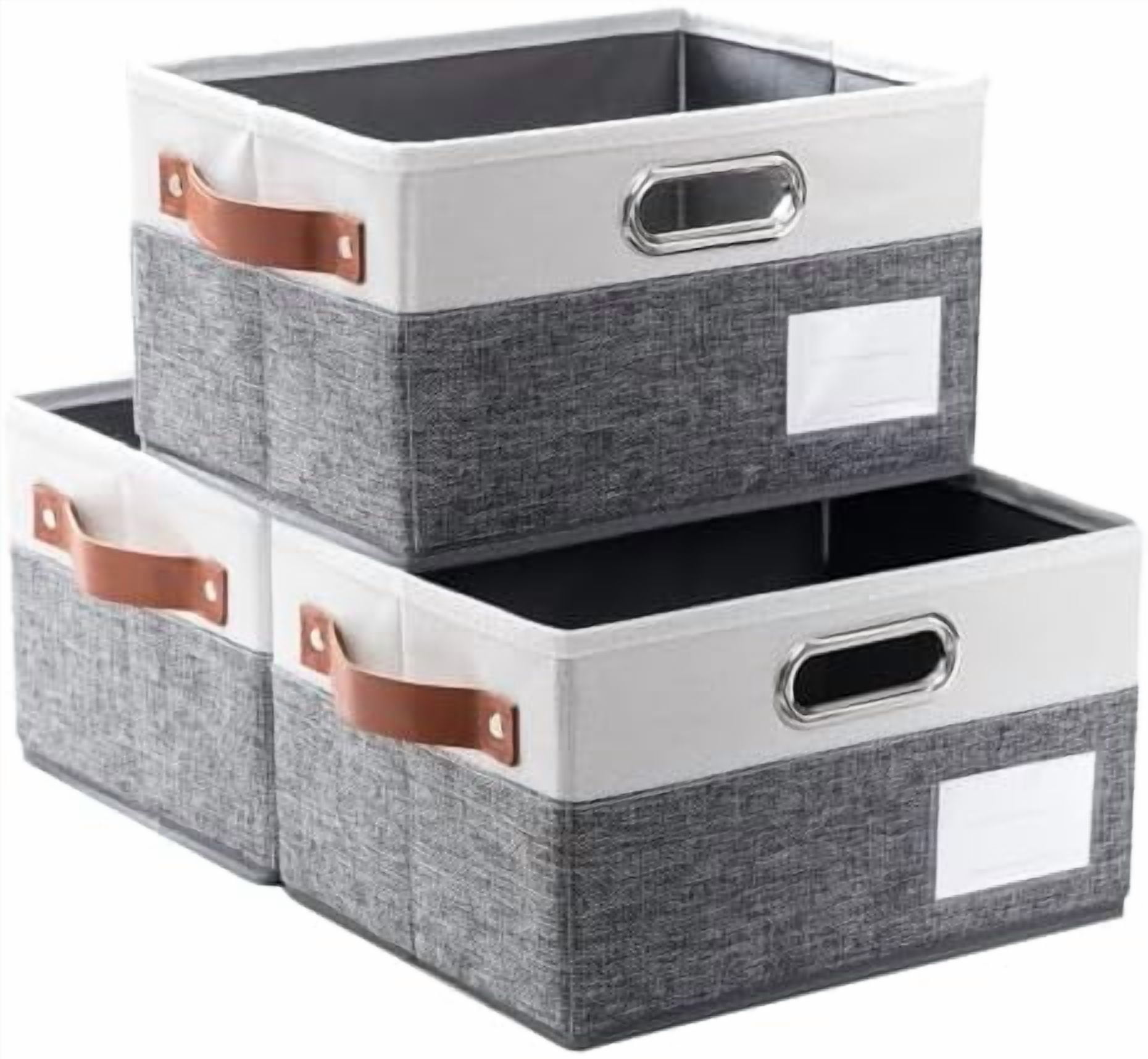 Foldable Storage Bins with Handles [3-Pack] Fabric Collapsible Storage ...
