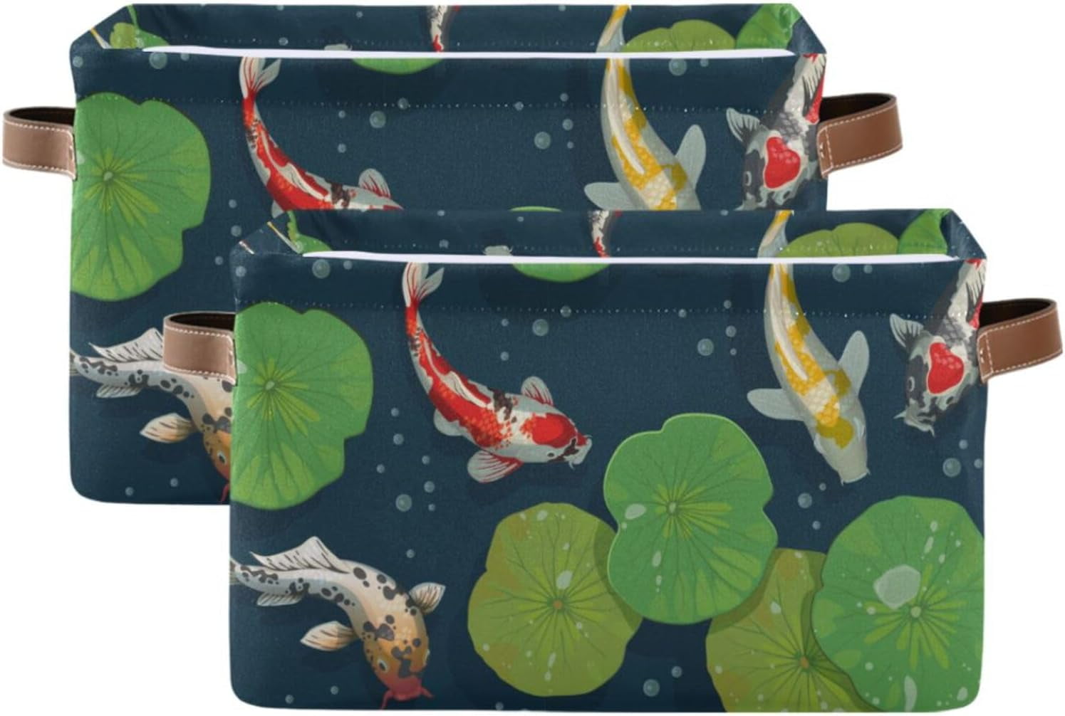 Foldable Storage Bins Koi Fish Fabric Storage Baskets Collapsible ...