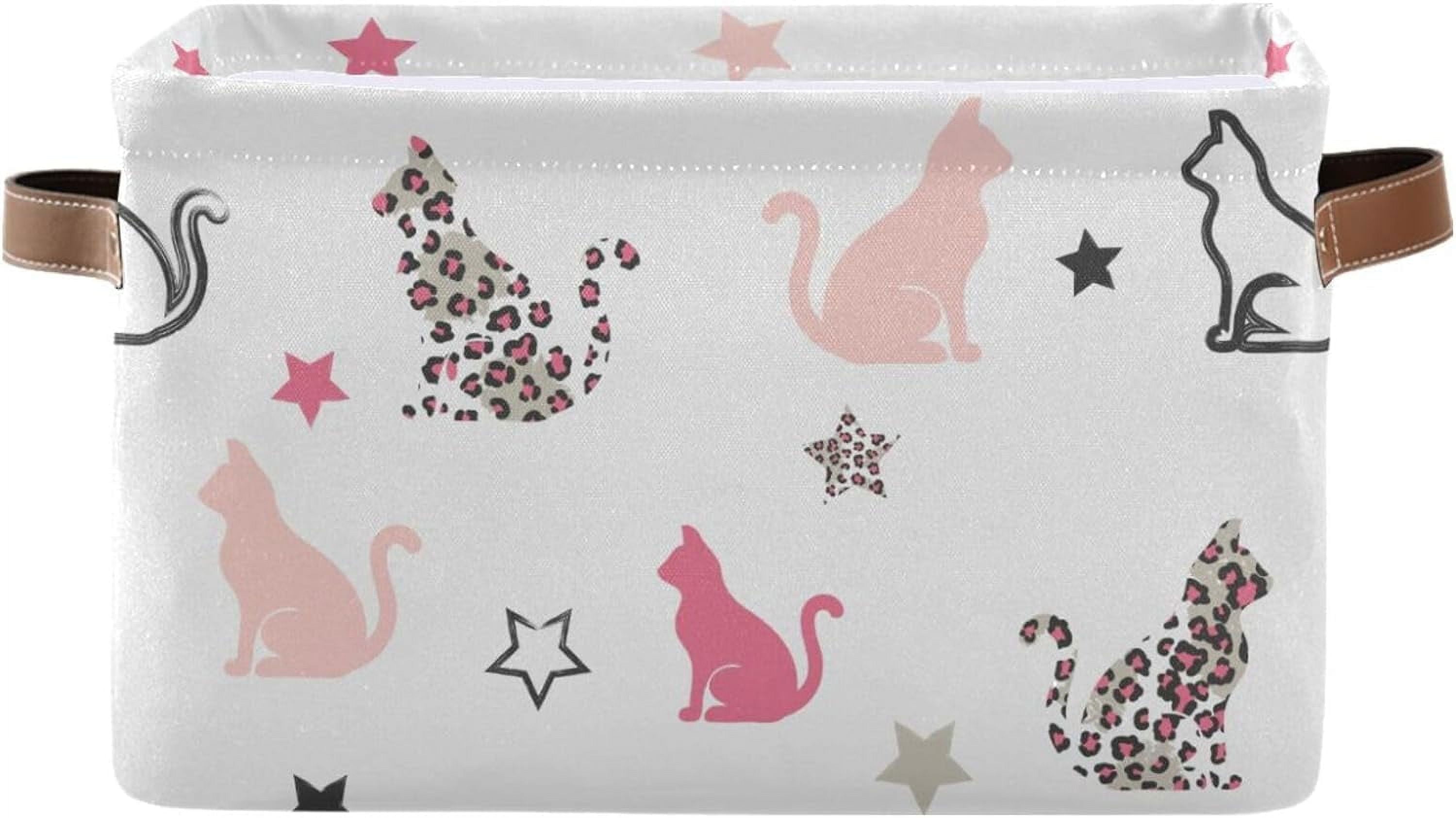 Foldable Storage Bins Leopard Cats Fabric Storage Baskets Collapsible ...