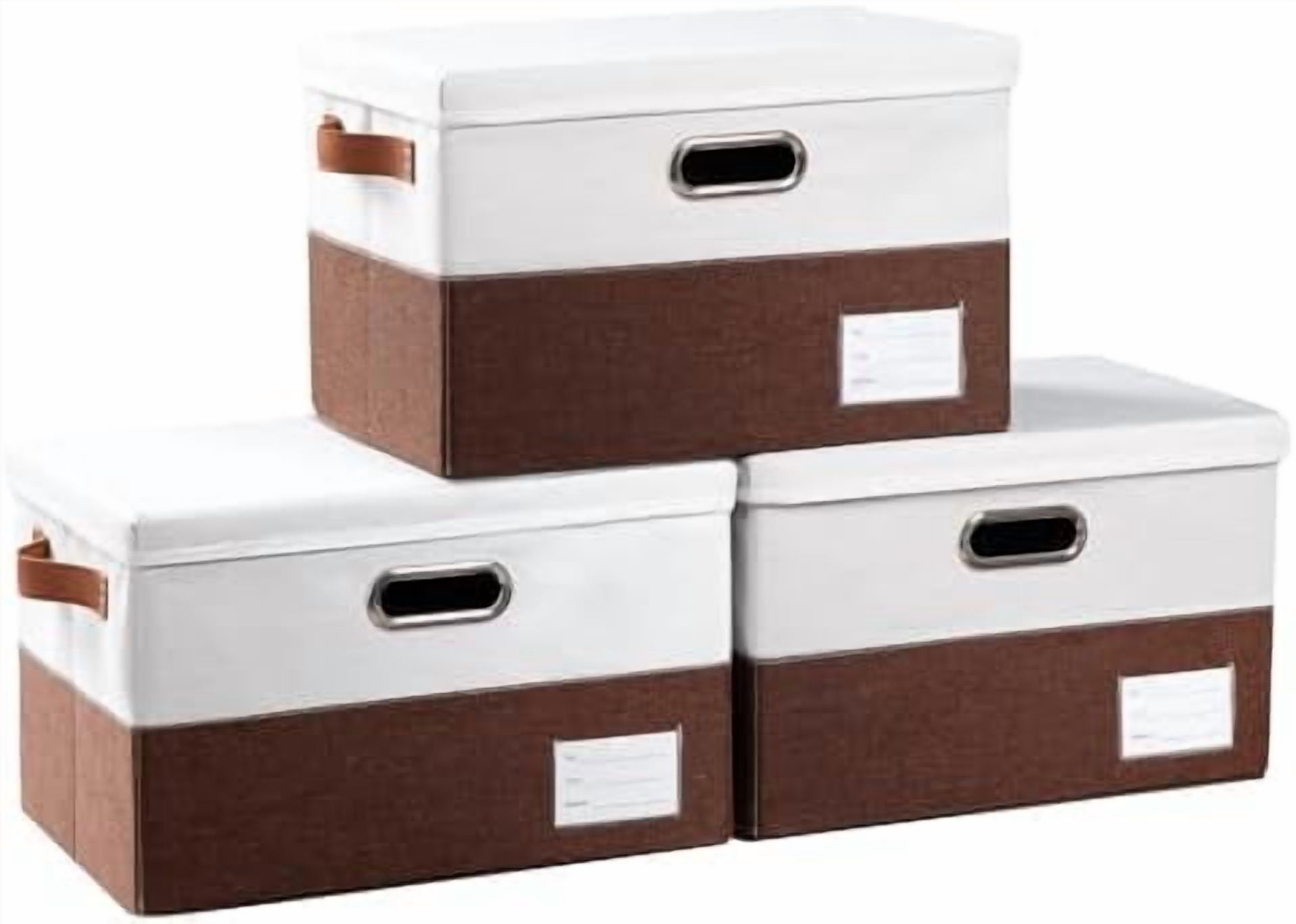 Foldable Storage Bins with Lids [3-Pack] Fabric Collapsible Storage ...