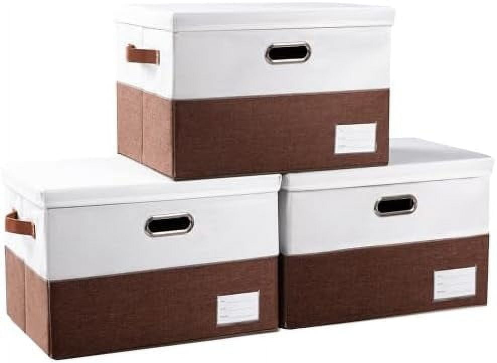 Foldable Storage Bins with Lids [3-Pack] Fabric Collapsible Storage ...