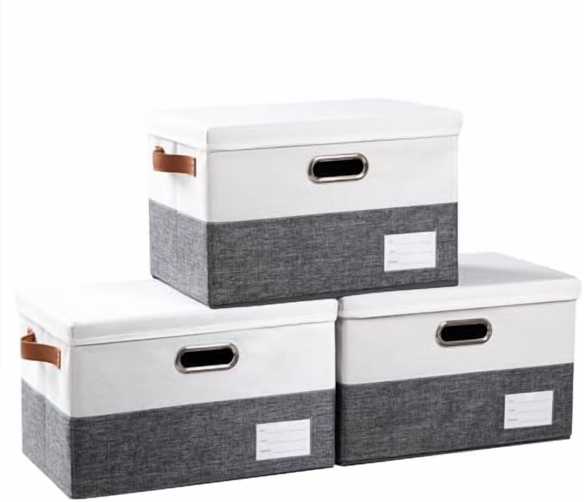 Foldable Storage Bins with Lids [3-Pack] Fabric Collapsible Storage ...