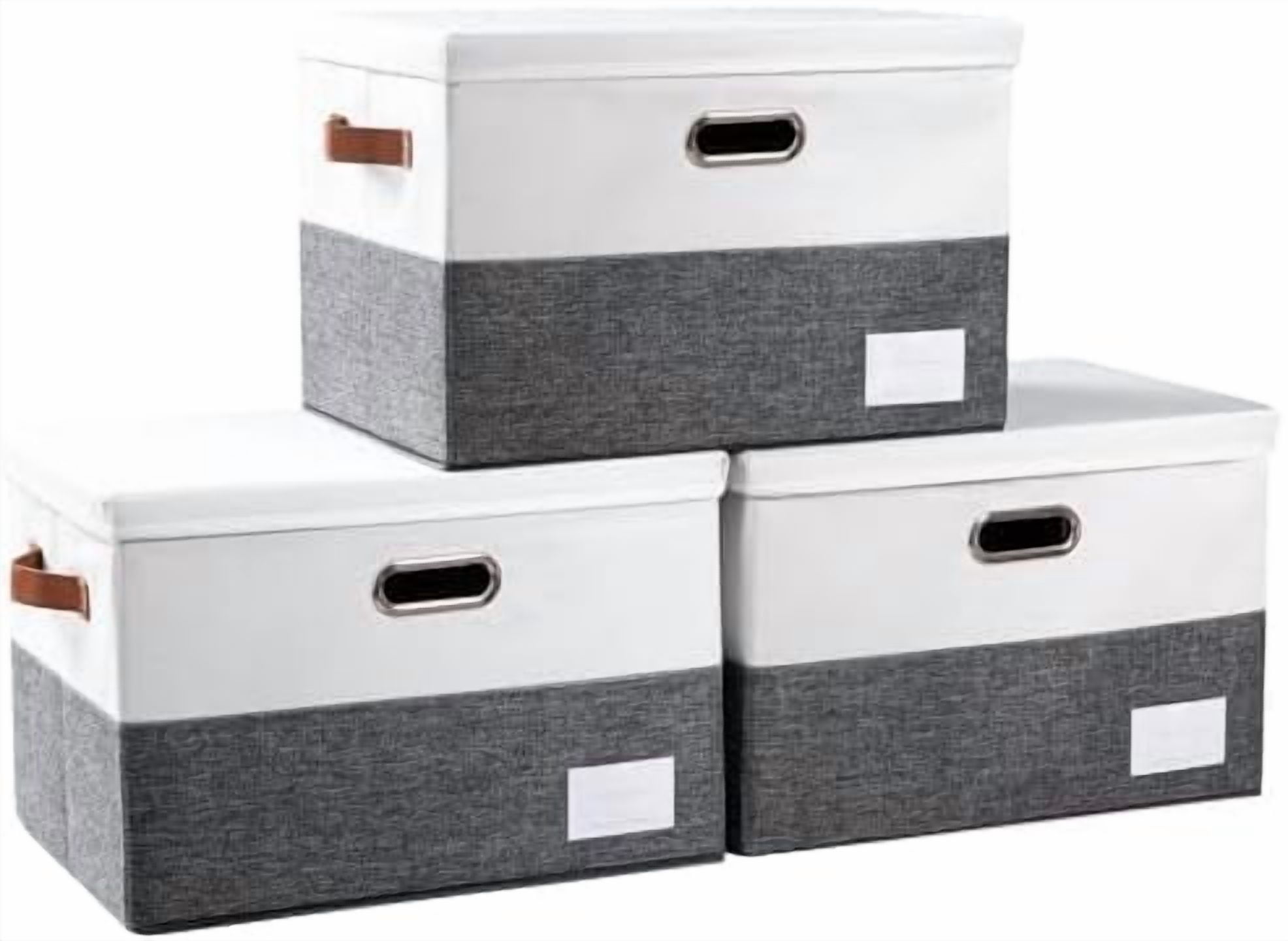 Foldable Storage Bins with Lids [3-Pack] Fabric Collapsible Storage ...