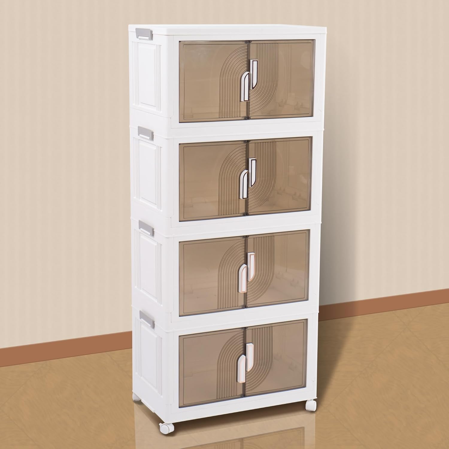 Foldable Storage Bins with Lids Stackable Storage Bins with Doors and ...