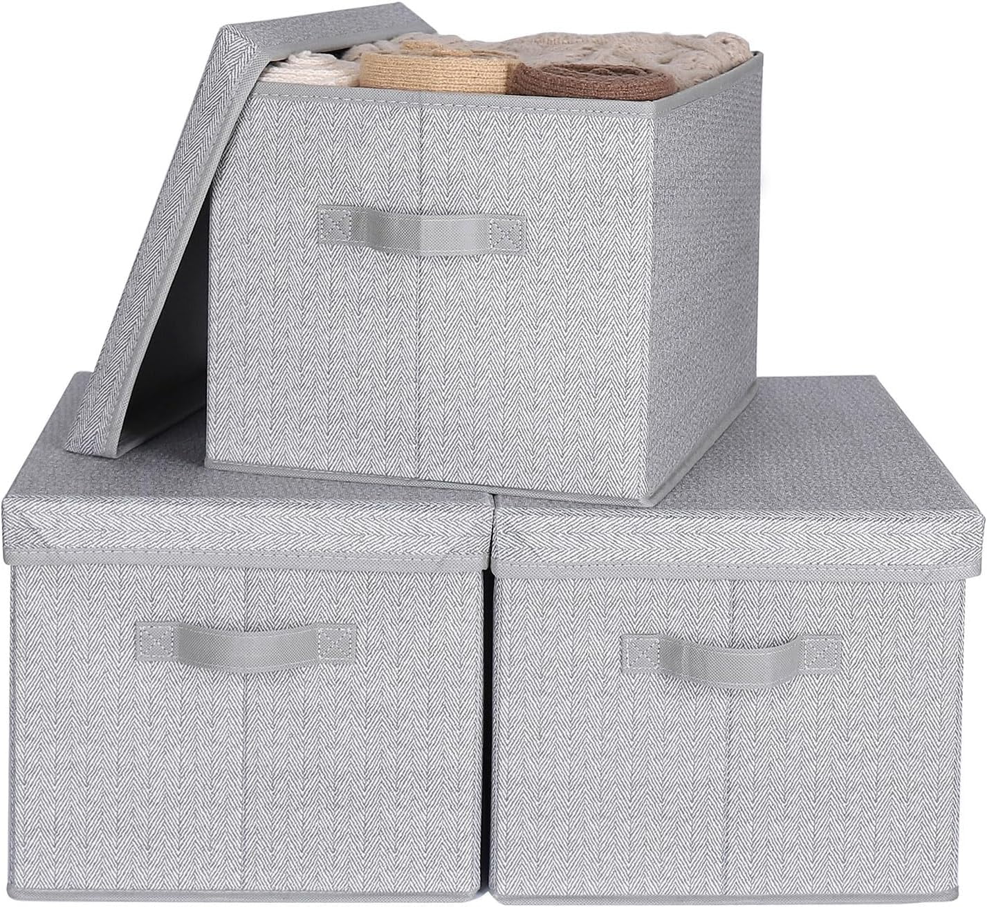 Foldable Storage Bins with Lids, Storage Boxes with Handles, Closet ...