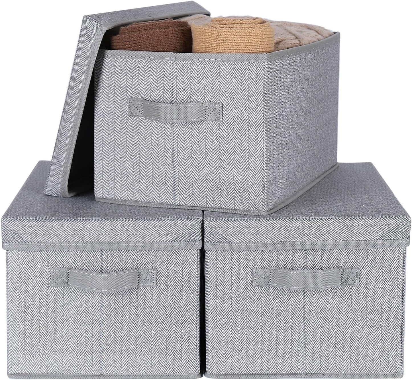 Foldable Storage Bins with Lids, Storage Boxes with Handles, Closet ...