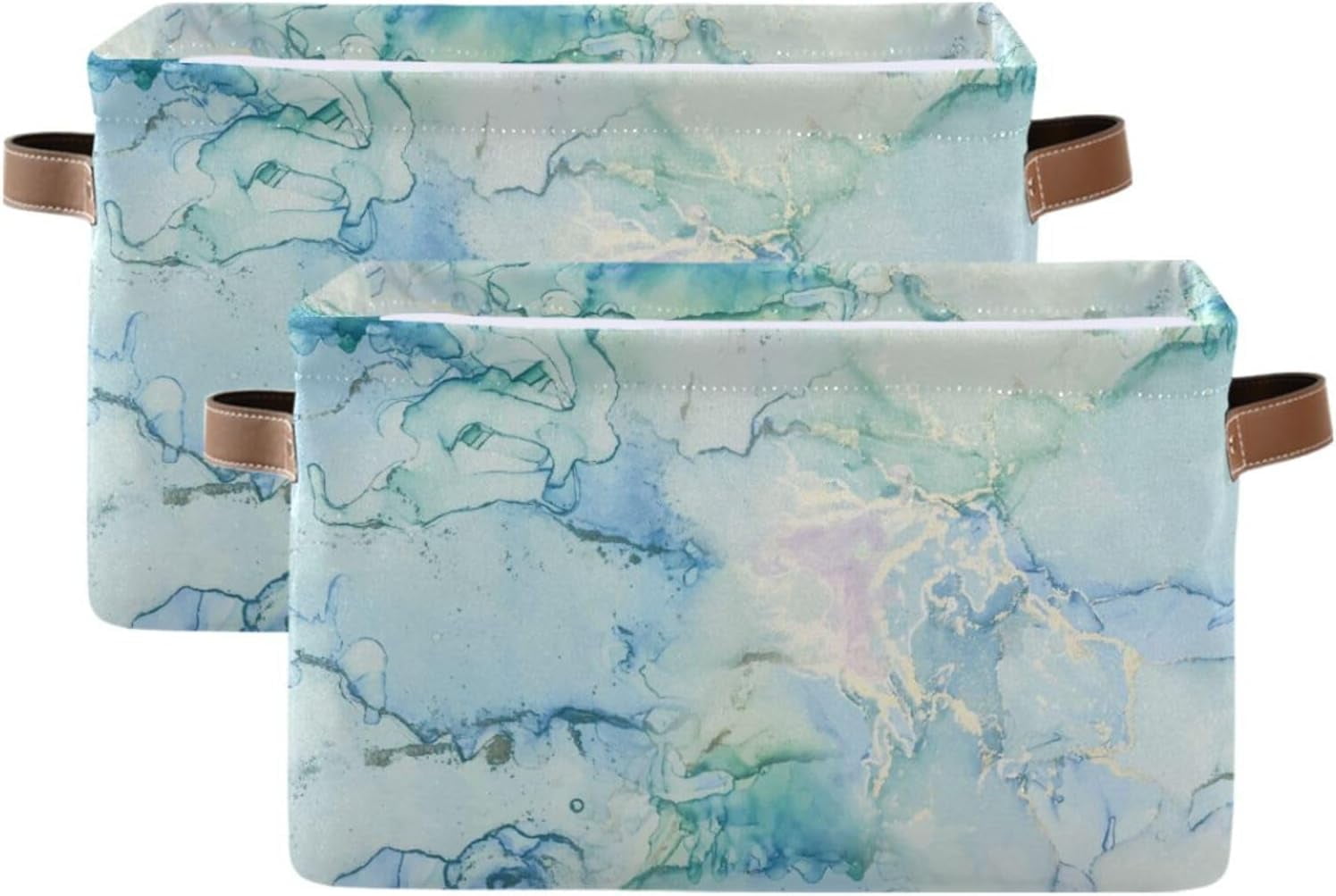 Foldable Storage Bins Marble Ink Fabric Storage Baskets Collapsible ...